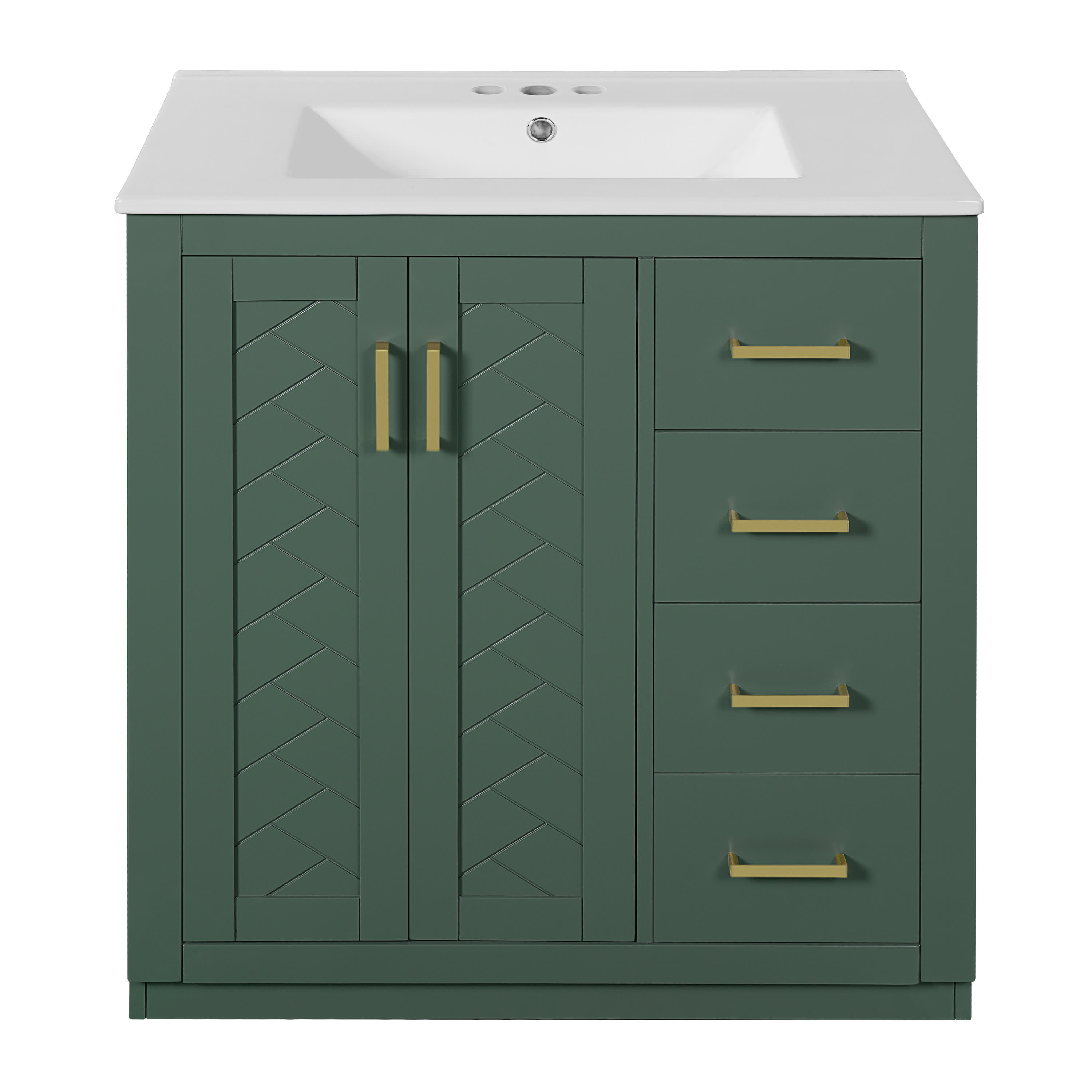 Vynxaria 30 inch Forest Green Retro Single Sink Freestanding Bath ...