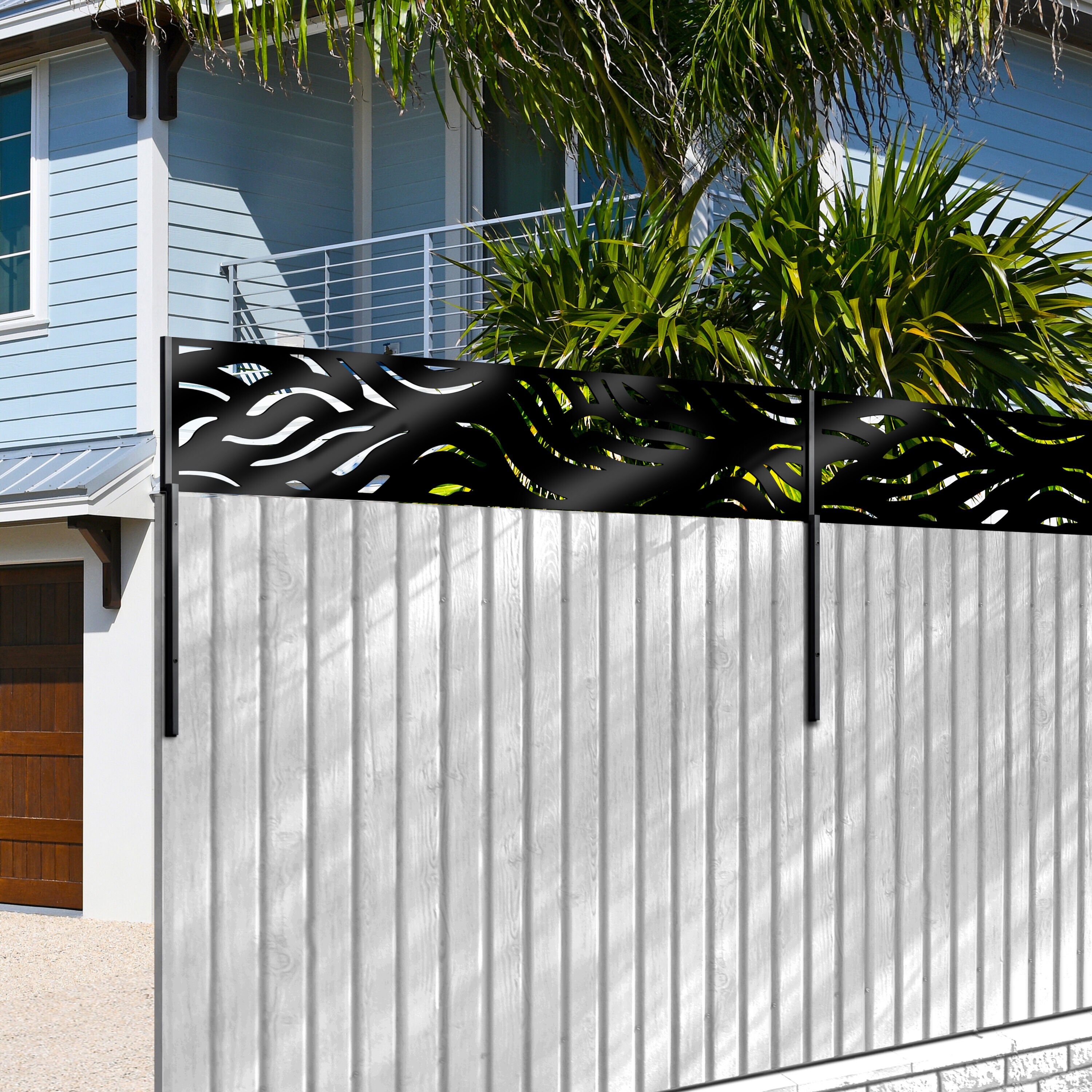 OUTDECO Waves 1-1/3 ft H x 6-ft W Black Powder-Coated Galvanized Steel ...