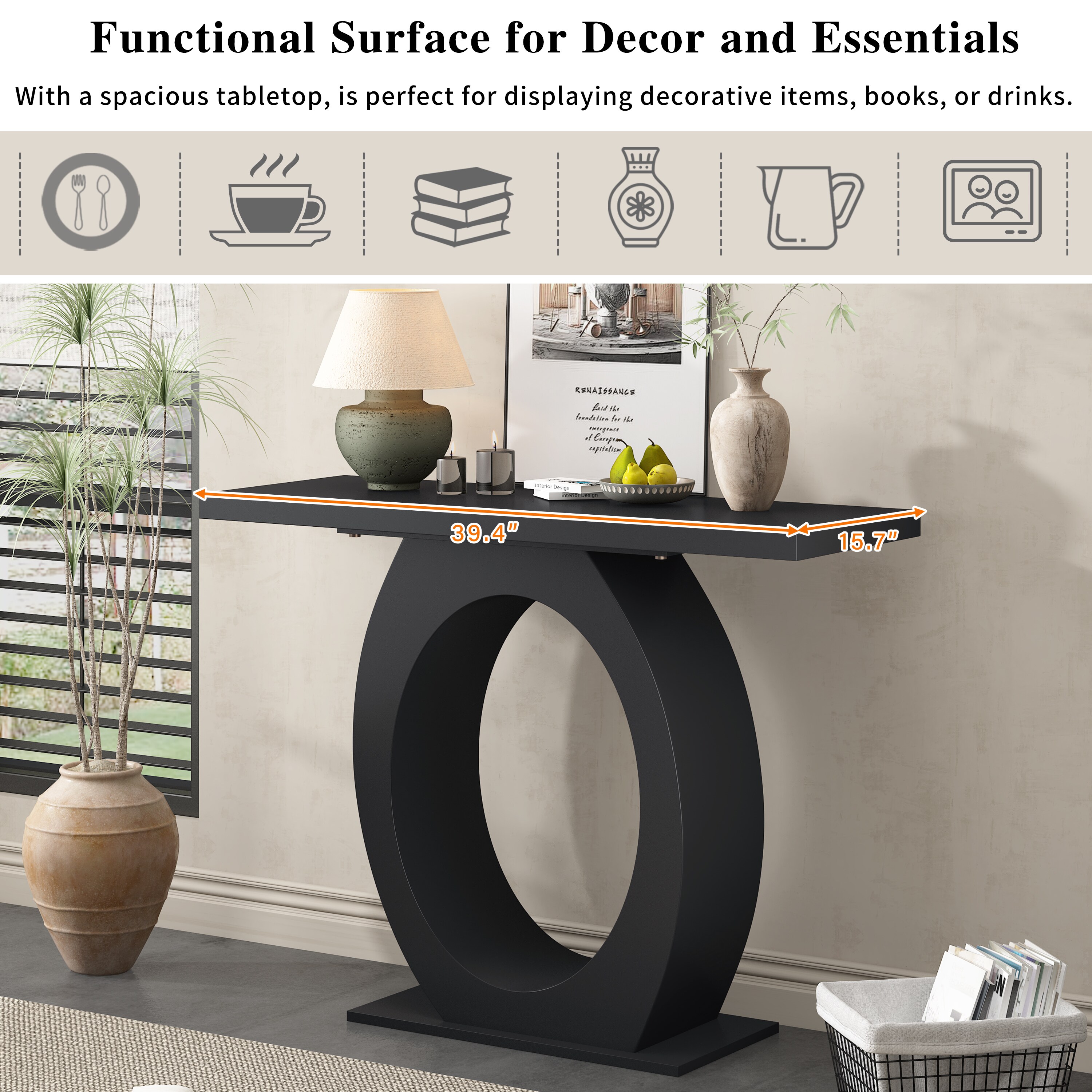LOVMOR Mirod Stylish Modern Console Table with Egg Shaped Base Enhanced ...