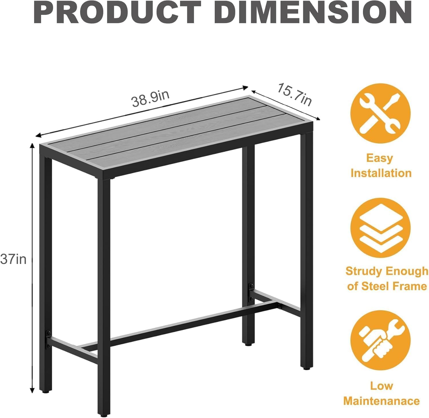 GarveeLife Industrial Iron Plate Swivel Bar Set 2Pcs/Counter Height ...