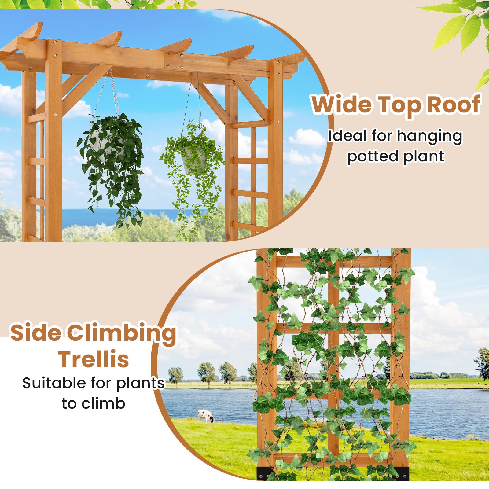 Iseryn Garden Arbors 3.9-ft W x 7-ft H Flat Orange Douglas fir Garden ...