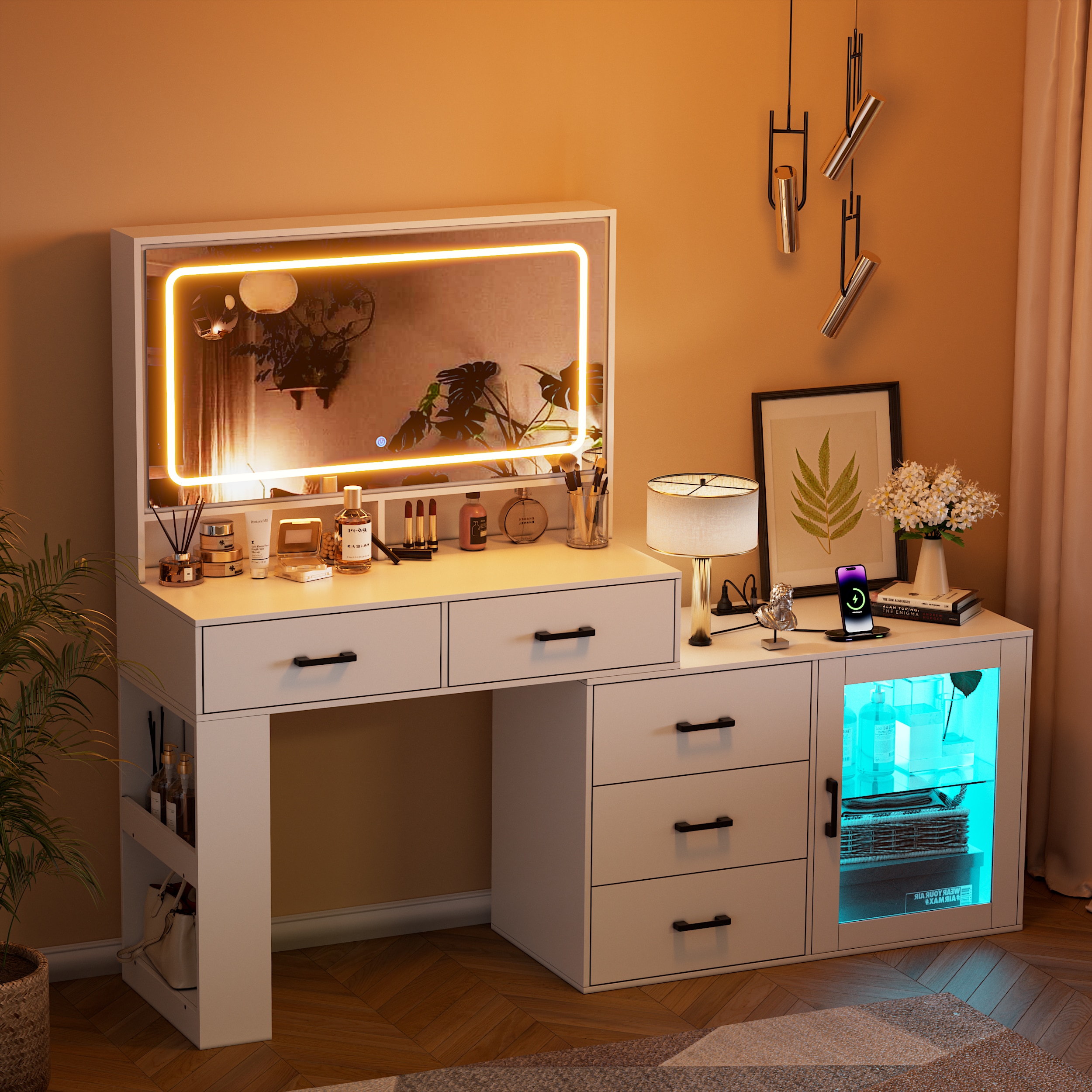 PAKASEPT 15.7-in White Makeup Vanity in the Makeup Vanities department ...