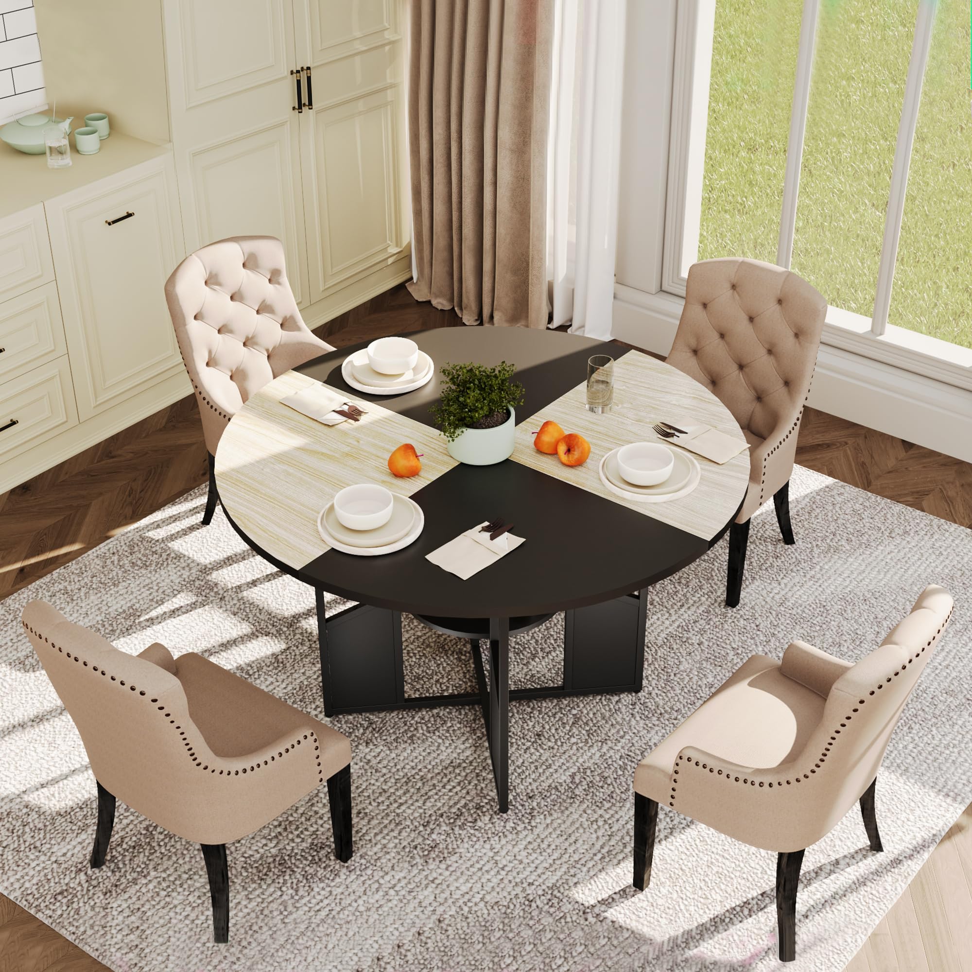 Garvee Modern Round Side Table Triangular Metal Frame Compact Design ...