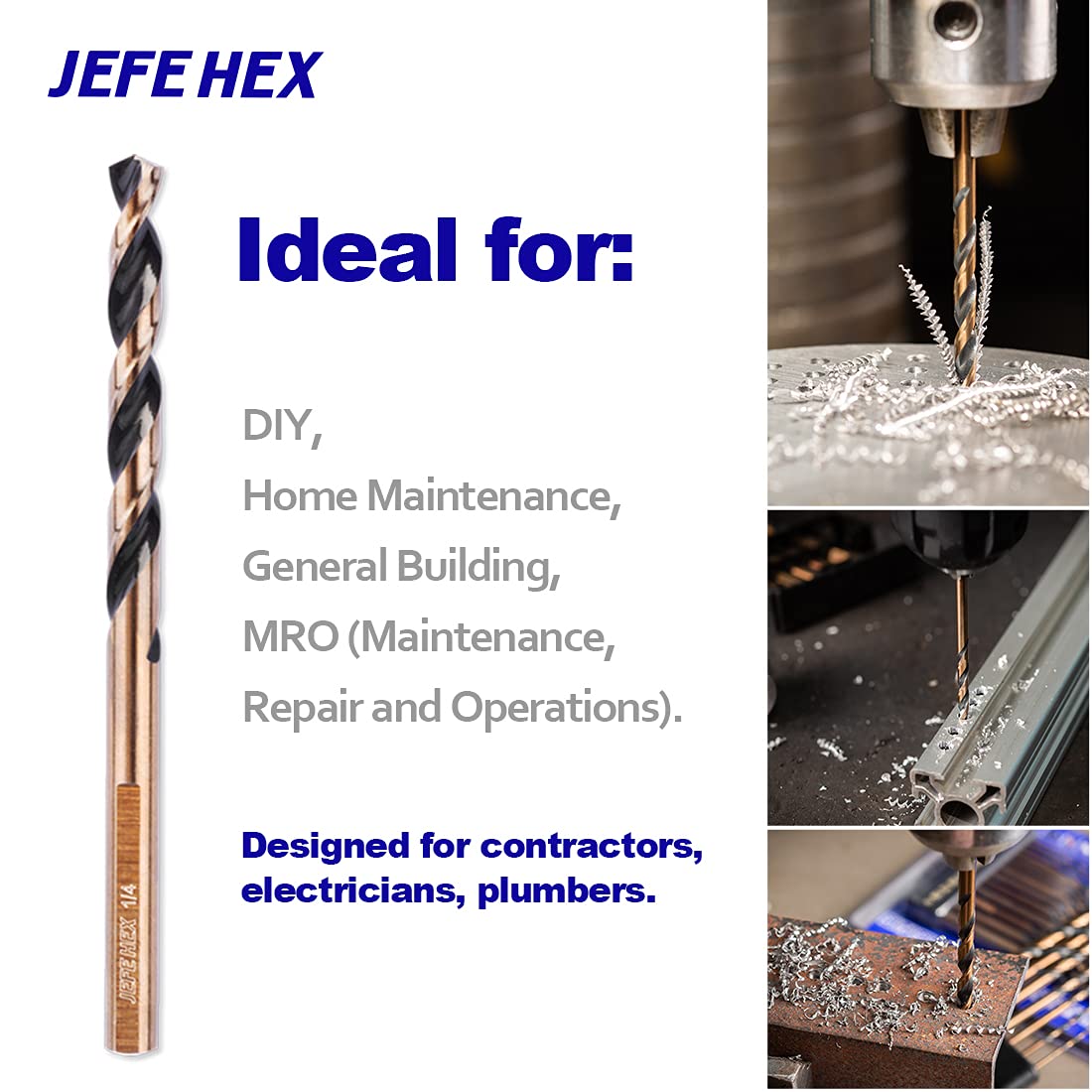 Handree by JEFE HEX 5/16-Inch High Speed Steel with 3-Flat Shanks Black ...