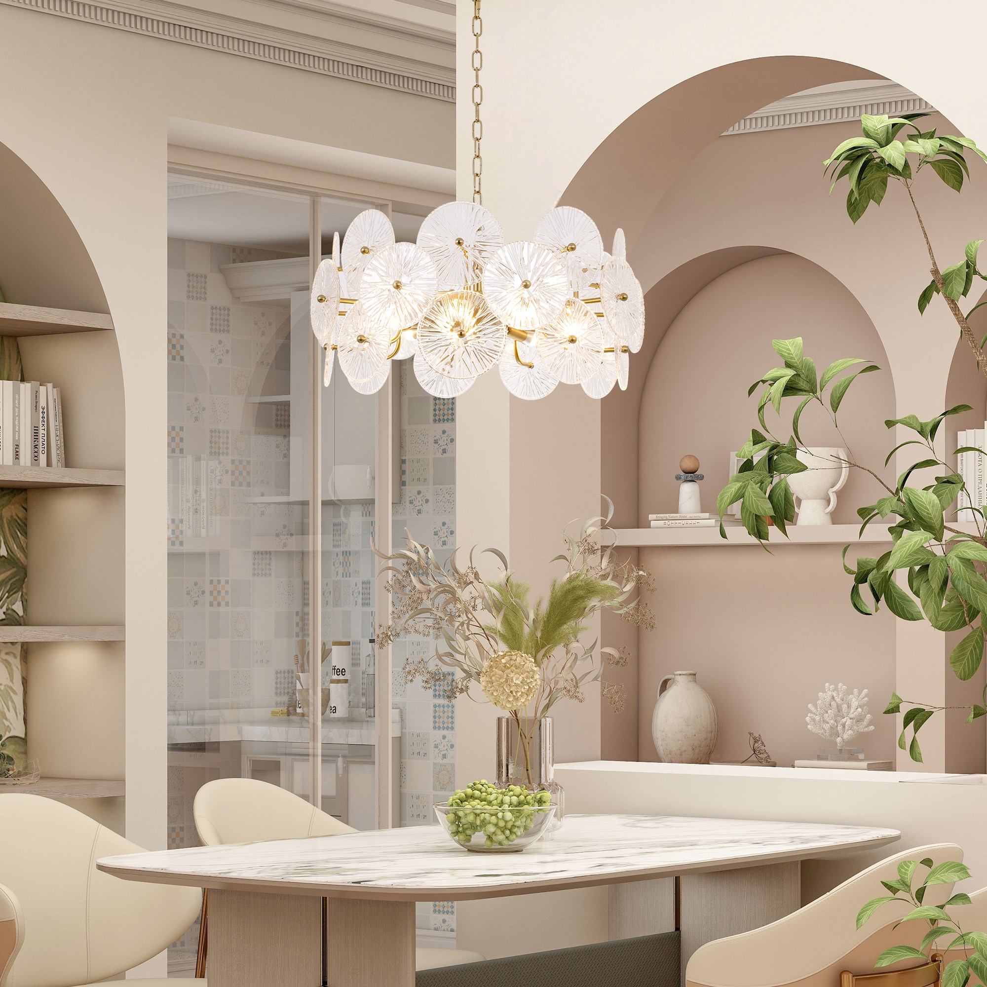 EFPERFECT Crystal Cloud Glass Chandelier 24 Inch Modern Drum Pendant ...