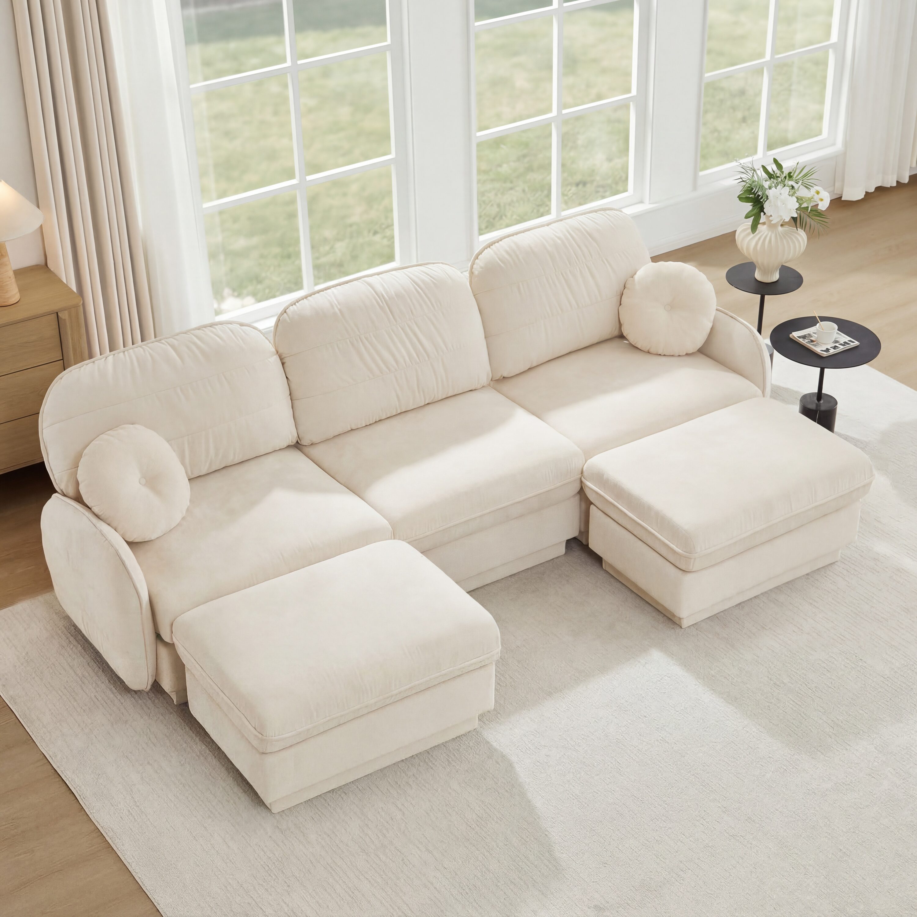 LOVMOR 105 Inch U Shaped Modular Convertible Chenille Sectional Sofa ...