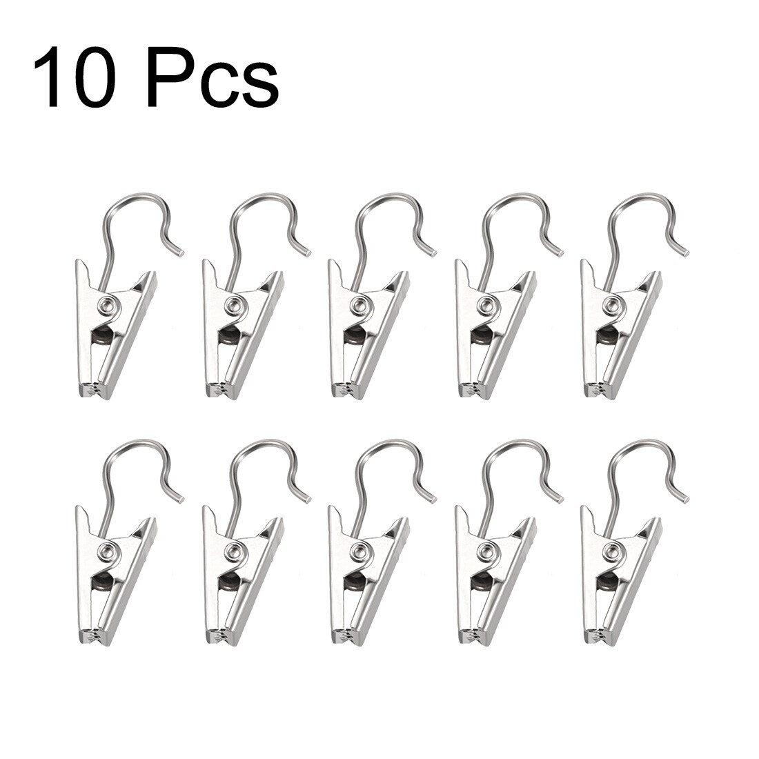 Unique Bargains Curtain Clips with Hooks Metal 18mm Clip Length for ...