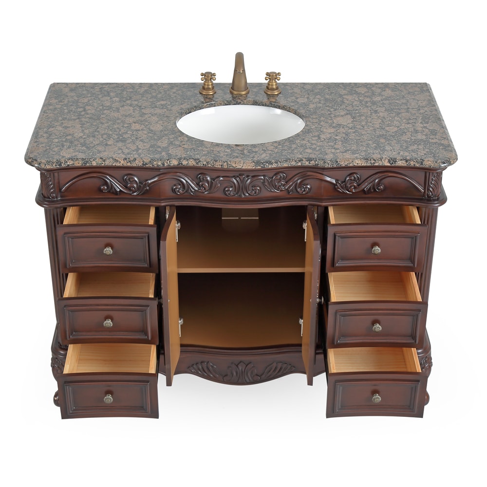 Benton Collection 48 Inch Cherry Brown Traditional Style Single Sink ...