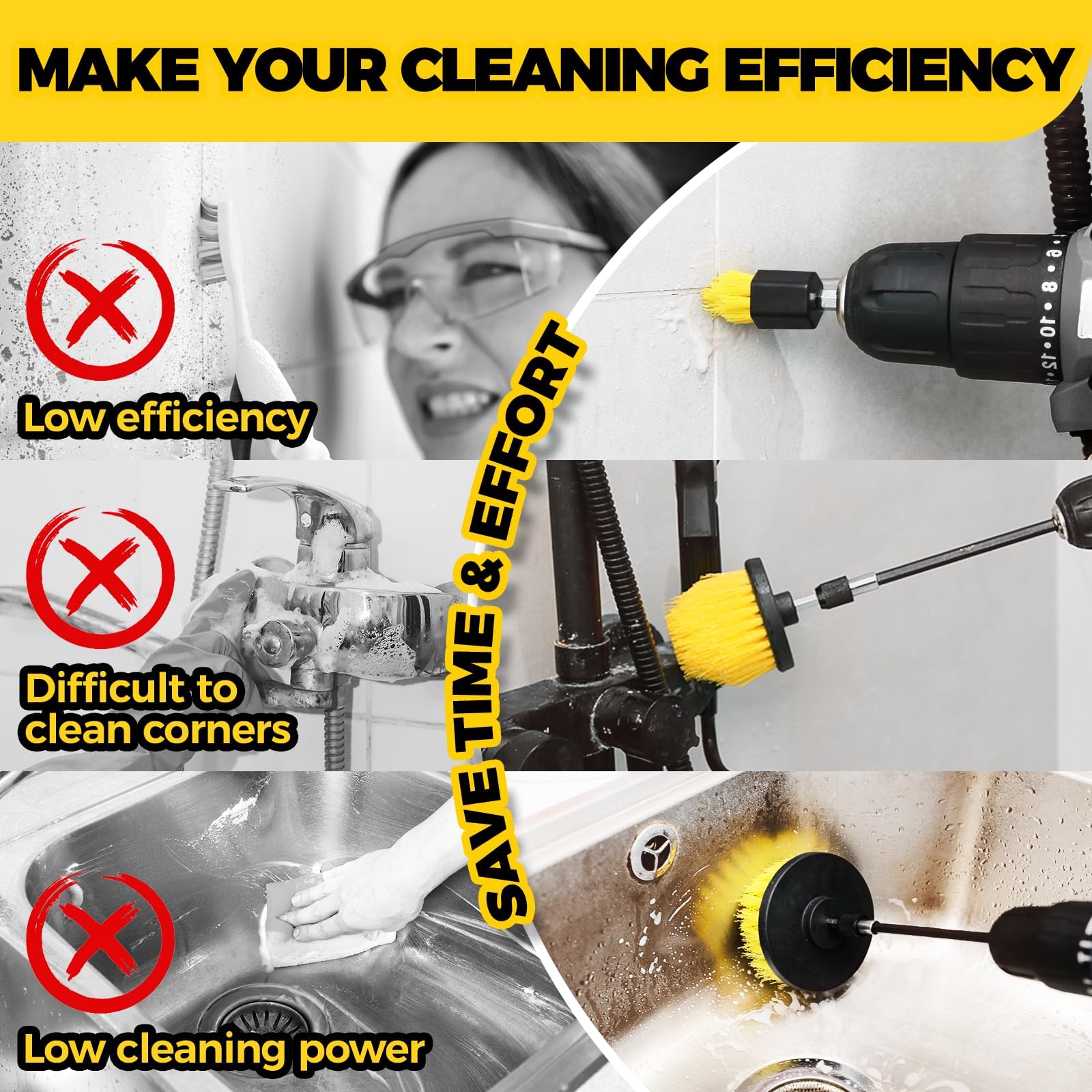 Afoxsos 11 Piece Drill Cleaning Attachment Set Medium Power Scrubber ...