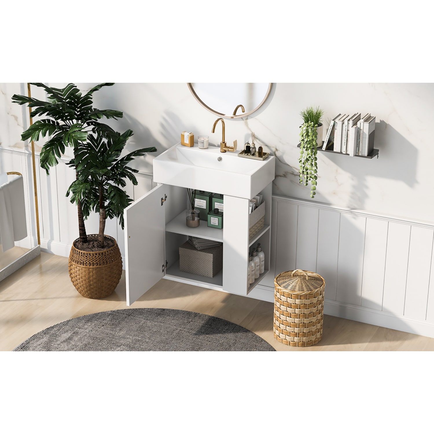 Streamdale Furniture Streamdale 21.6'' Wall-Mounted Minimalist Bathroom ...