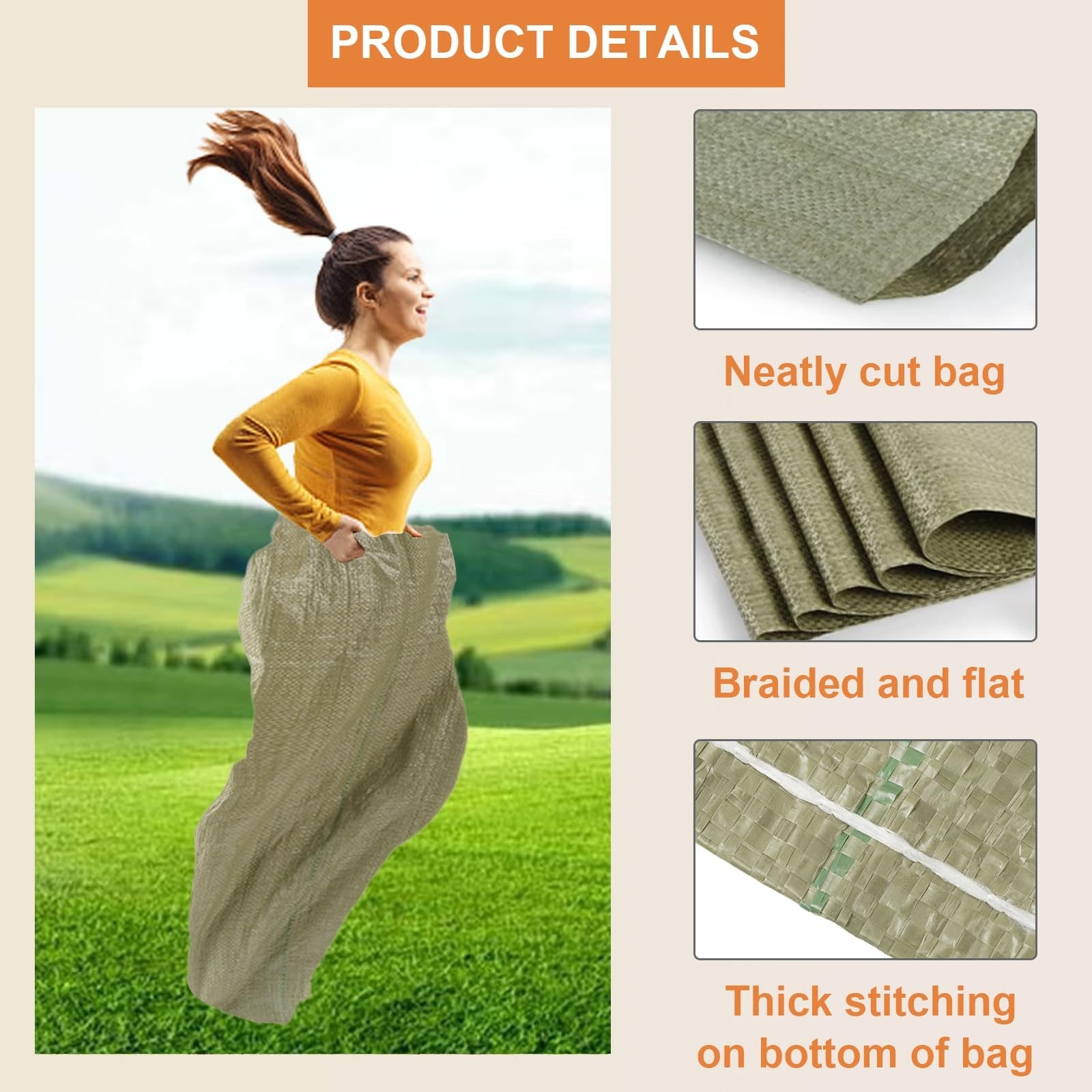 Etokfoks 20 Pack Potato Sack Race Bags 24 in x 39 in Reusable PP ...