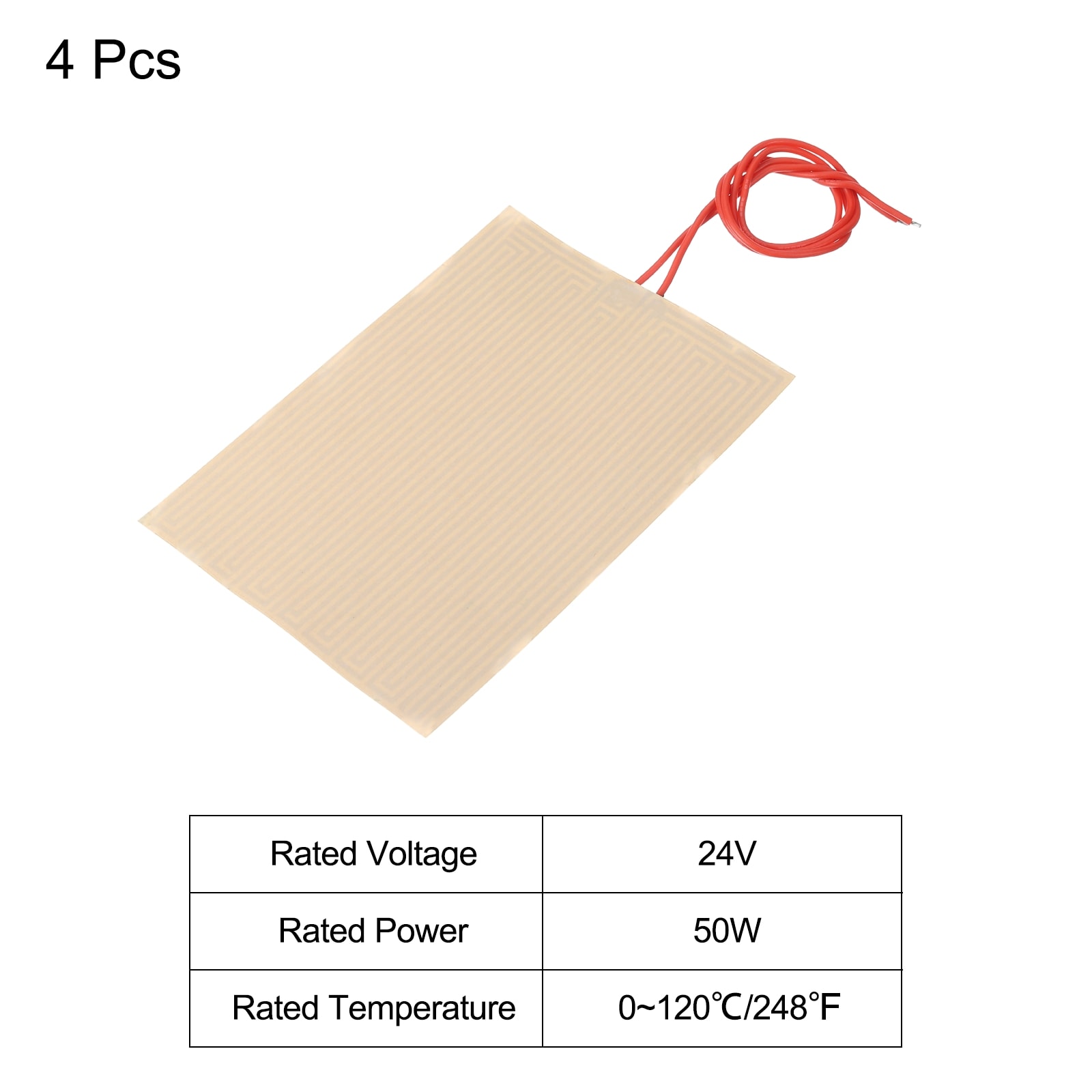 Unique Bargains Heater Film Heating Plate 24V 50W Polyimide Heat Pad ...