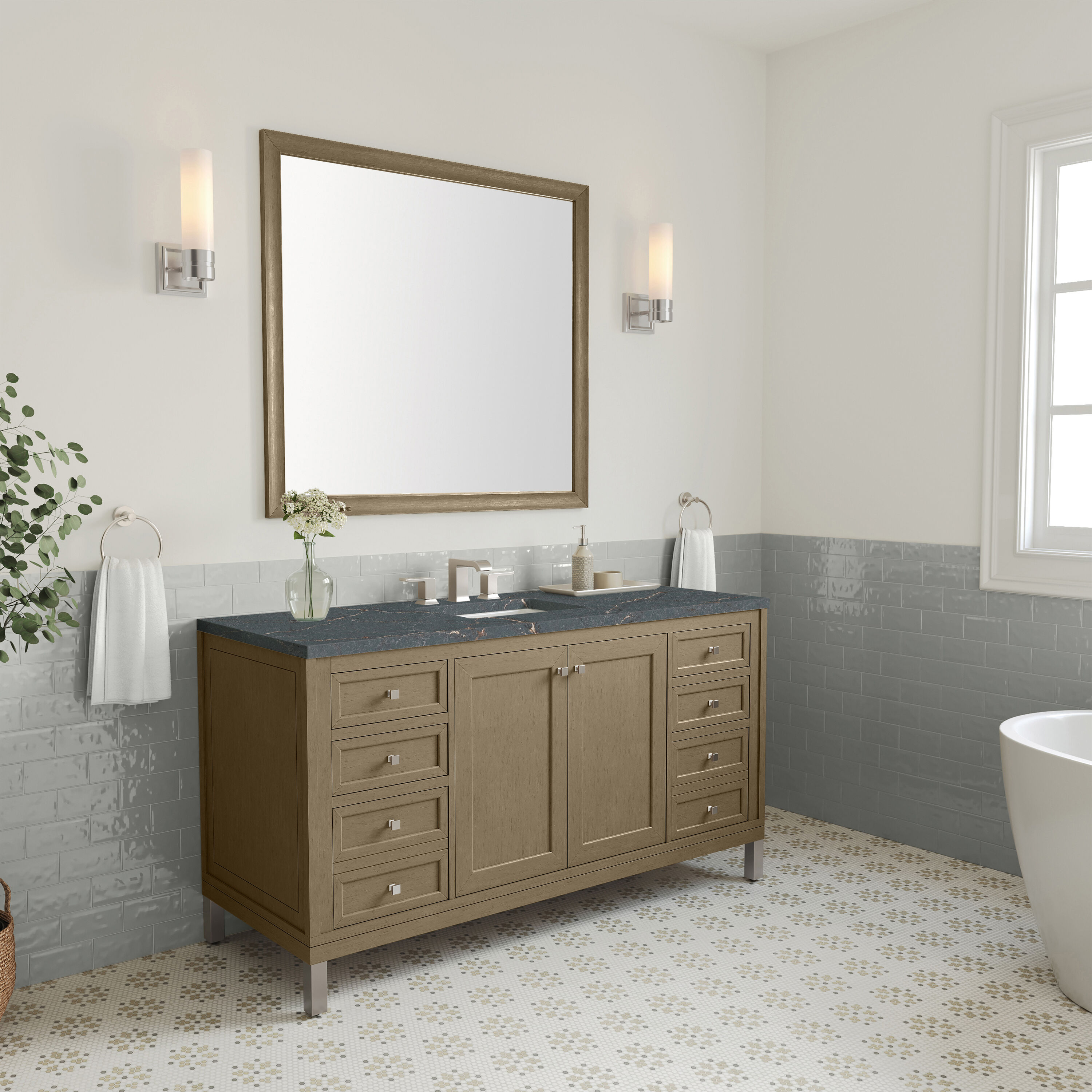 James Martin Vanities Chicago 60-in Walnut Whisper Undermount Single ...