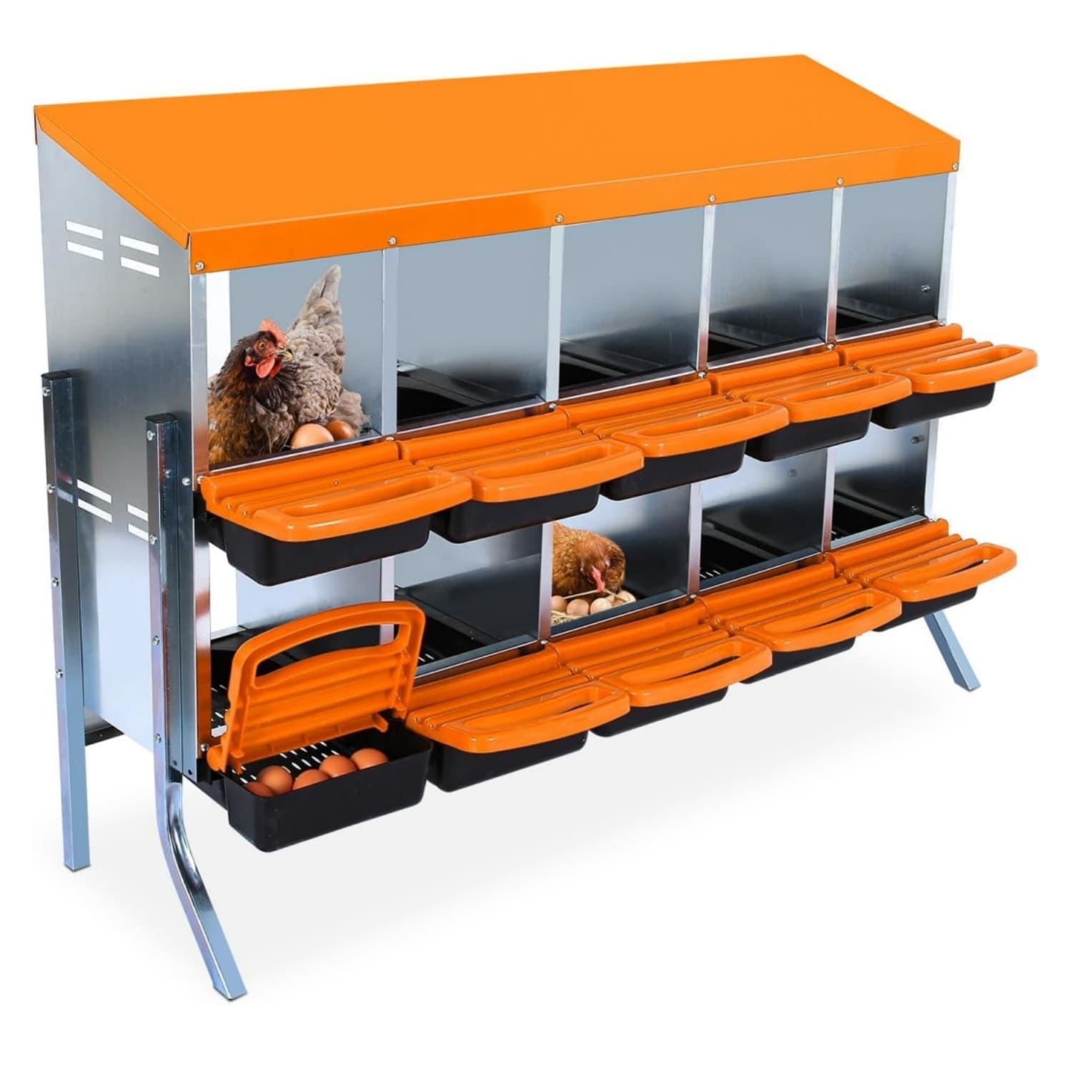 Garvee 10-Hole Metal Chicken Nesting Box with legs Orange in the ...