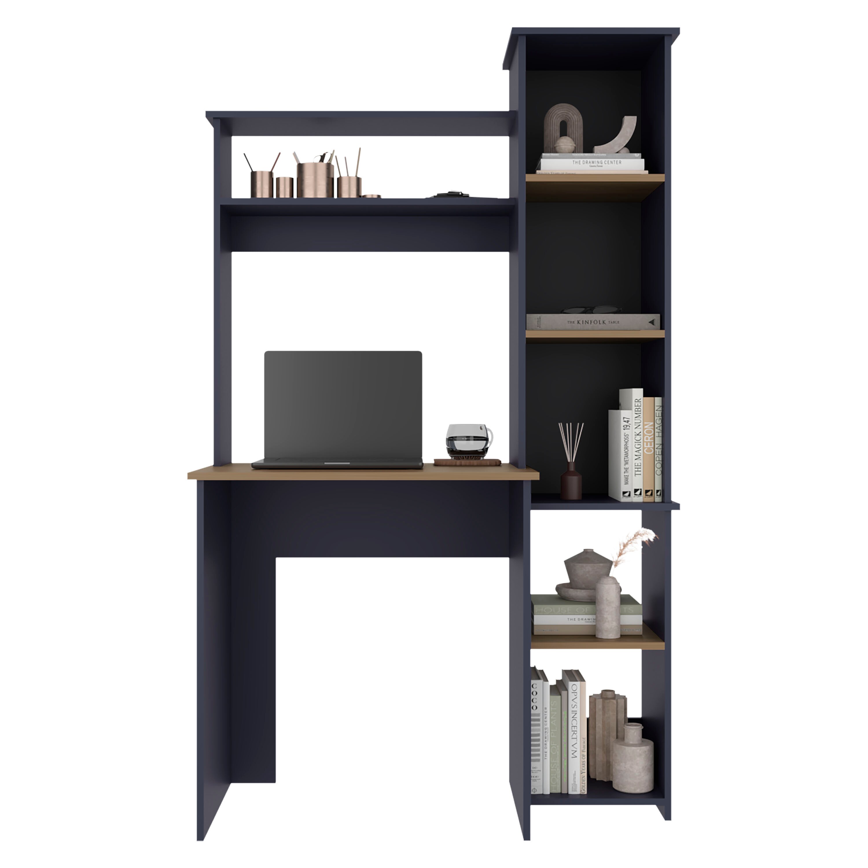 Huluwat Writing Desk Modern Studio or Office Desk Two Superior Shelves ...