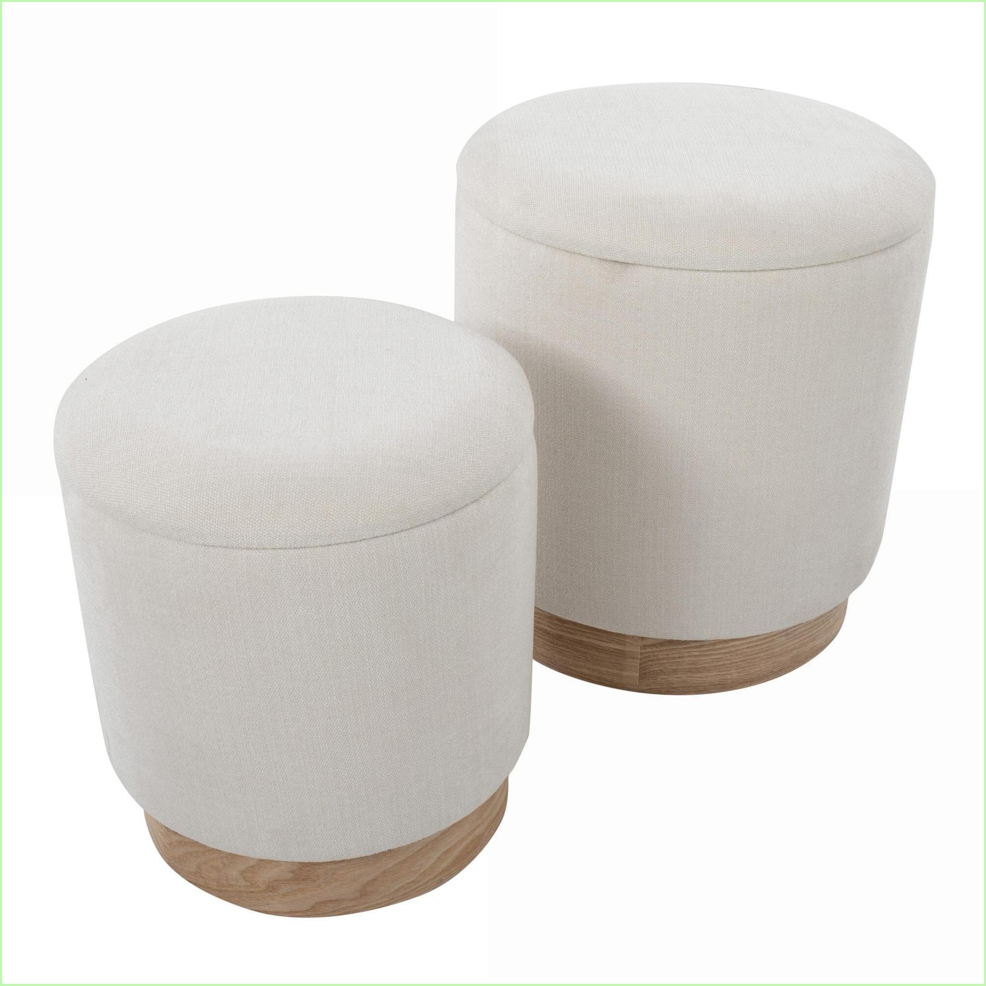 Watnature Nesting Ottomans Set of 2 Contemporary Cream Fabric Natural ...