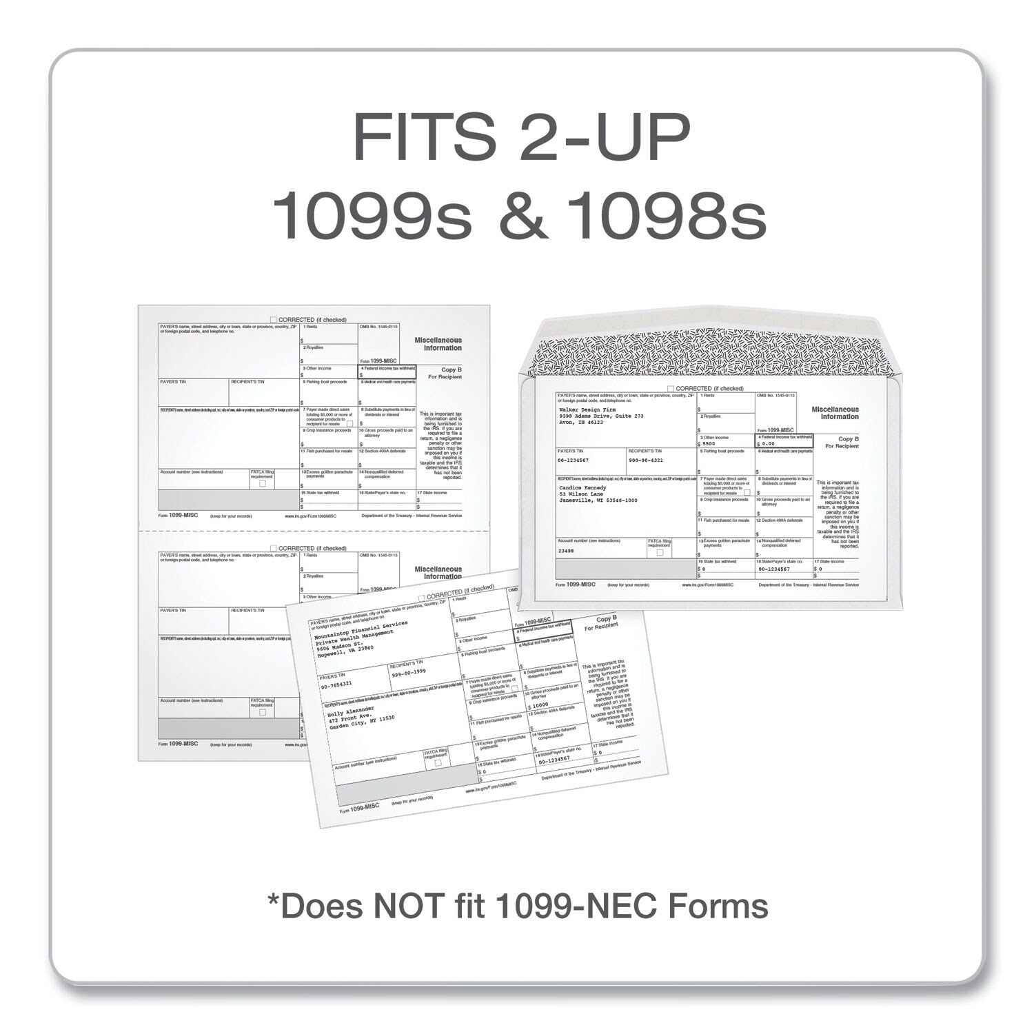 Adams 2 Up 1099 and 1098 Gummed Seal Double Window Security Tint ...