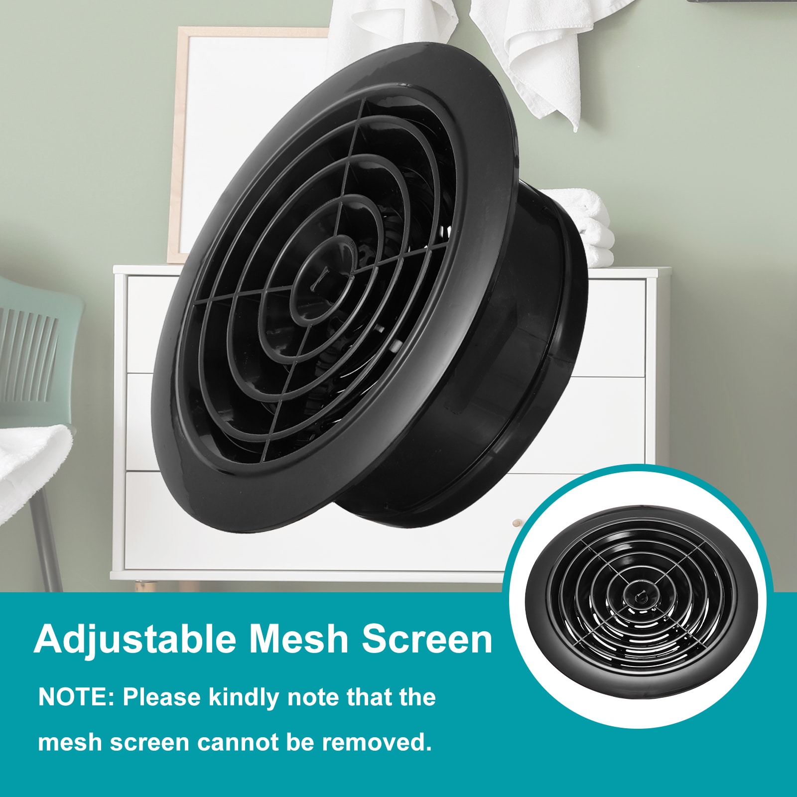 PATIKIL 6inch Round Air Vent Cover Soffit Vents ABS Adjustable Ceiling ...
