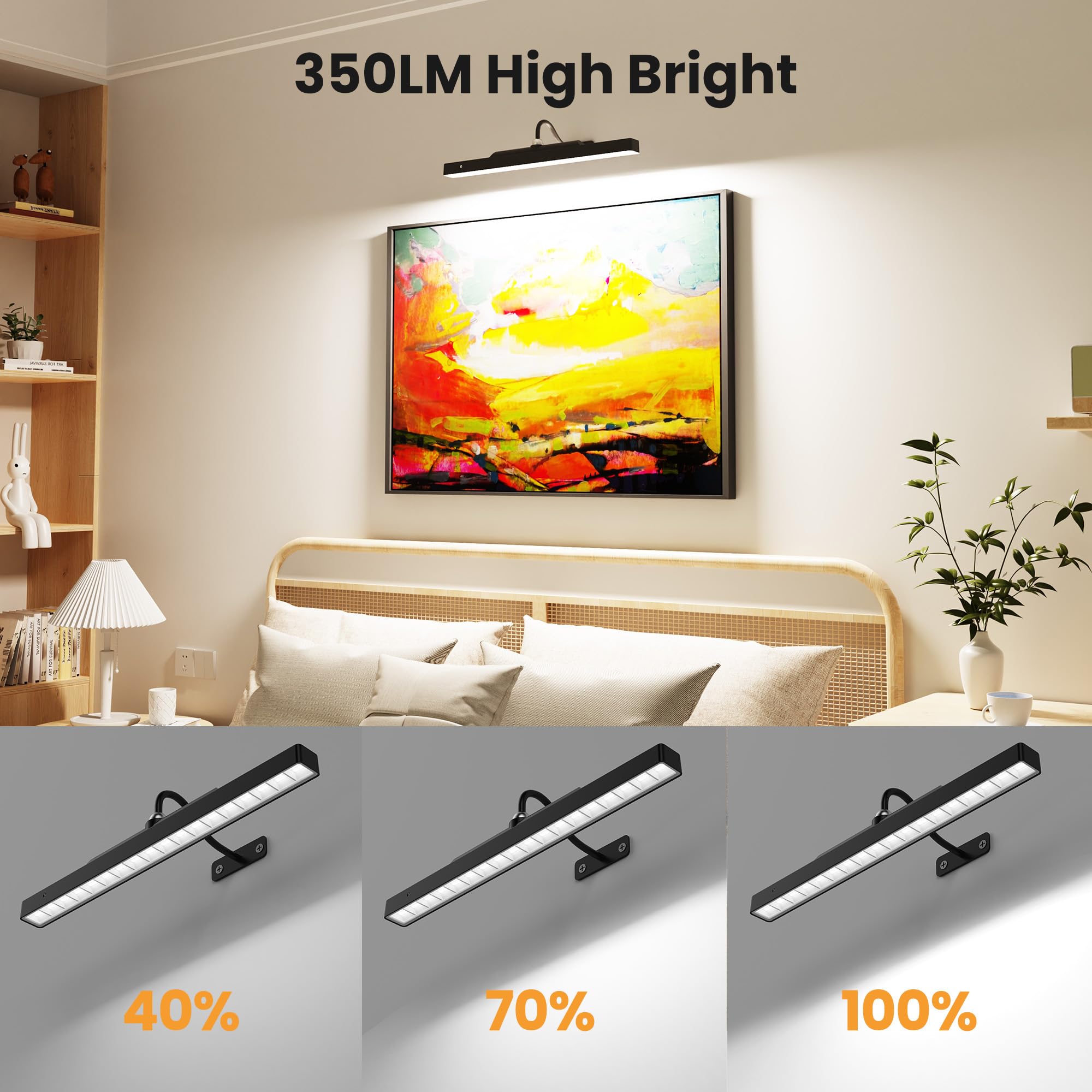 Oyezvary 1 Pack 16 Inch Dimmable Cordless Picture Light for Wall CRI 95 ...