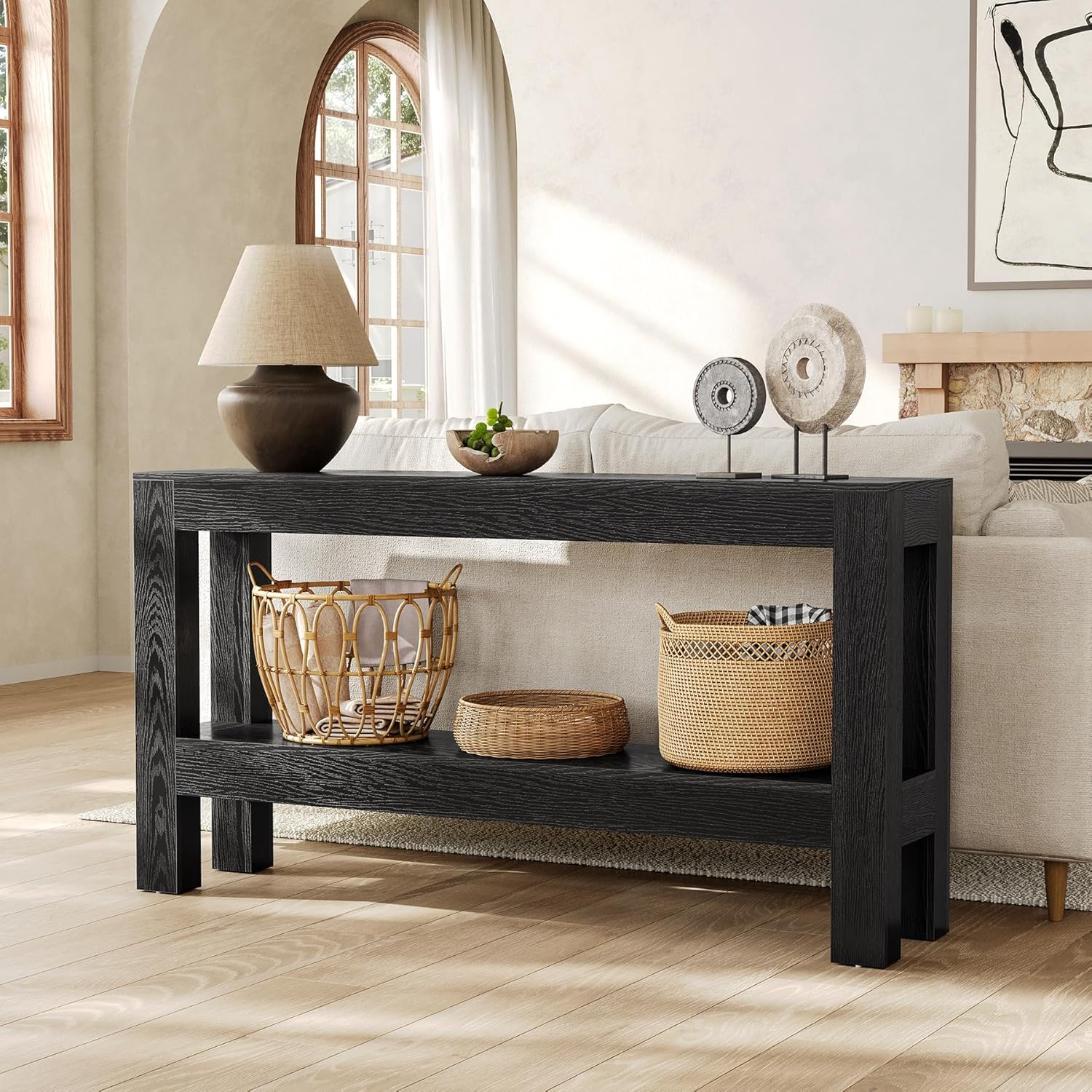 Tribesigns 63 inches Black Console Table for Entryway Narrow Long ...