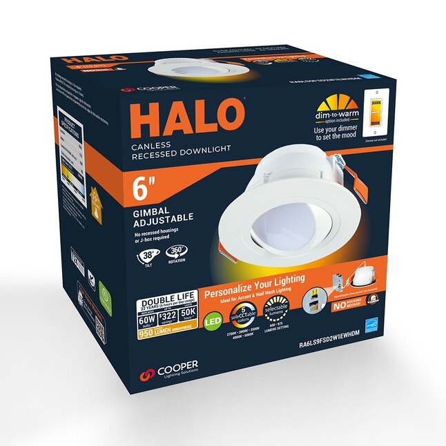 HALO RA Series White 6-in 900-Lumen Switchable White Round Dimmable LED ... HALO RA Series White 6-in 900-Lumen Switchable White Round Dimmable LED ...