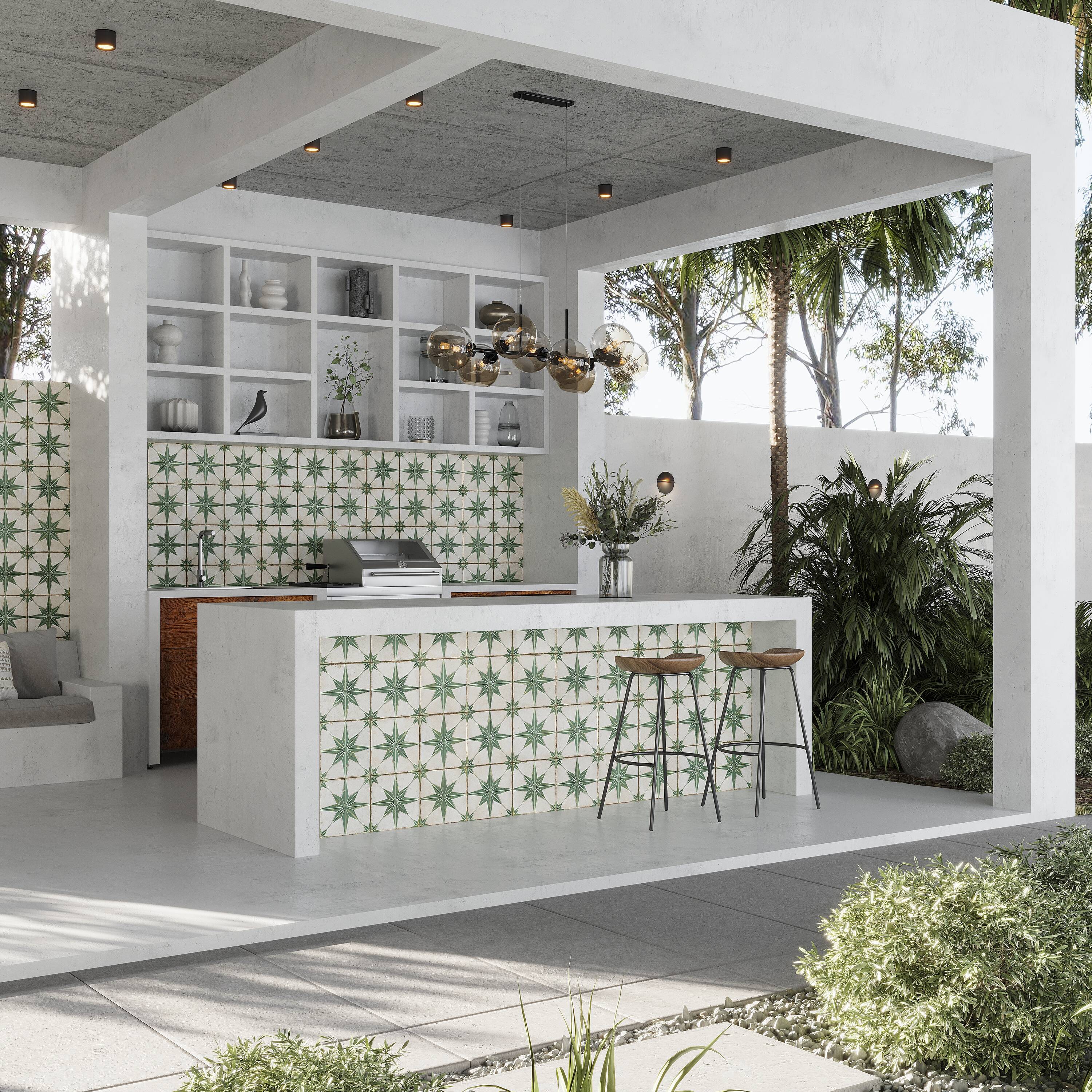 Apollo Tile Sample - Palmera Green White 9-in x 9-in Matte Porcelain ...