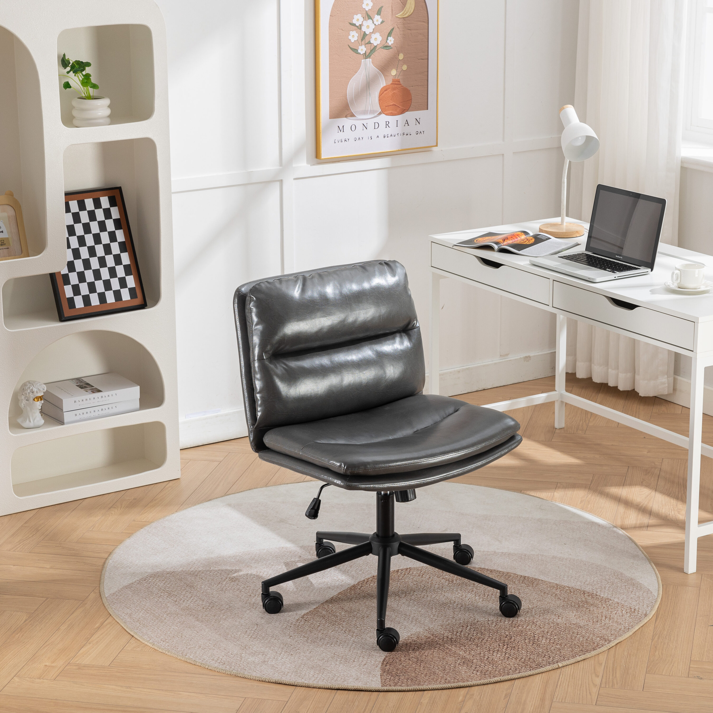 LOVMOR Bizerte Adjustable Swivel Criss Cross Chair Wide Seat Office ...