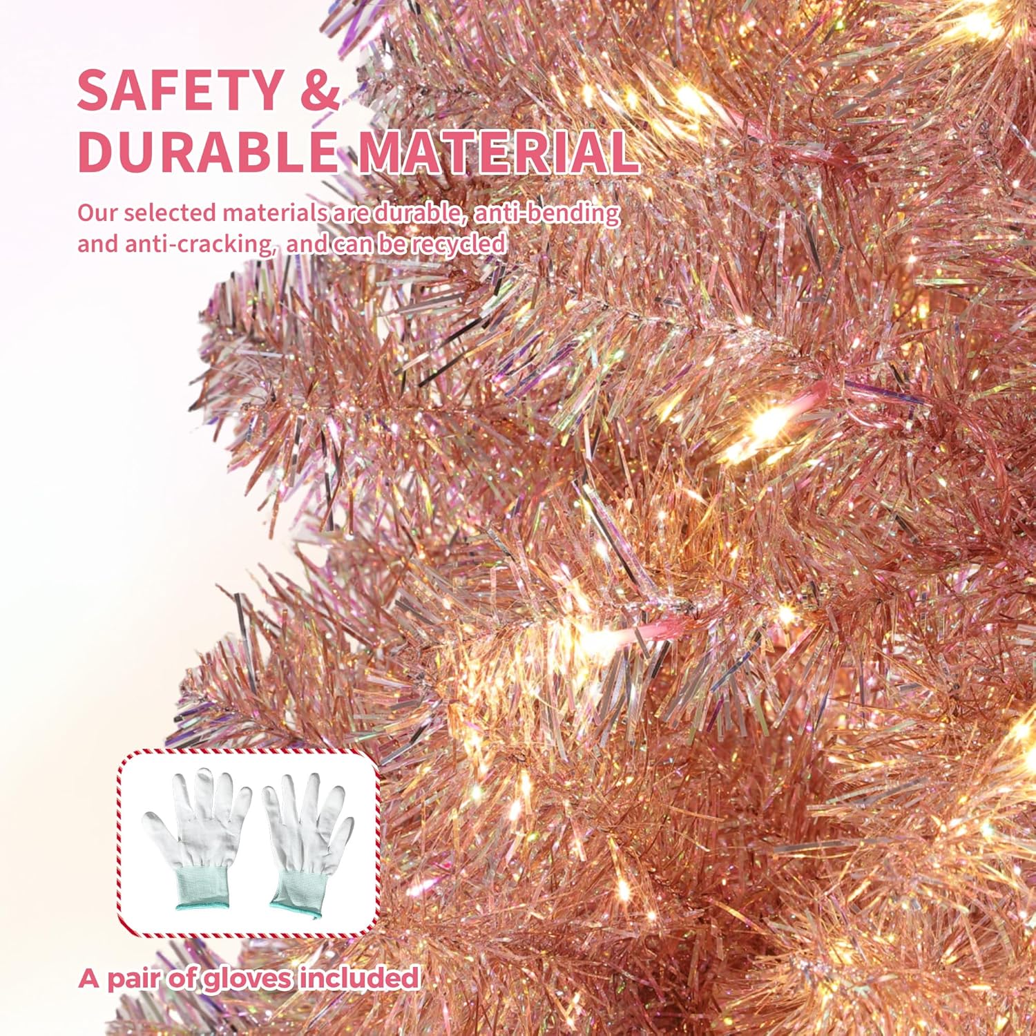 Der Rose Rose Gold 4.5FT Pencil Christmas Tree Artificial Slim ...