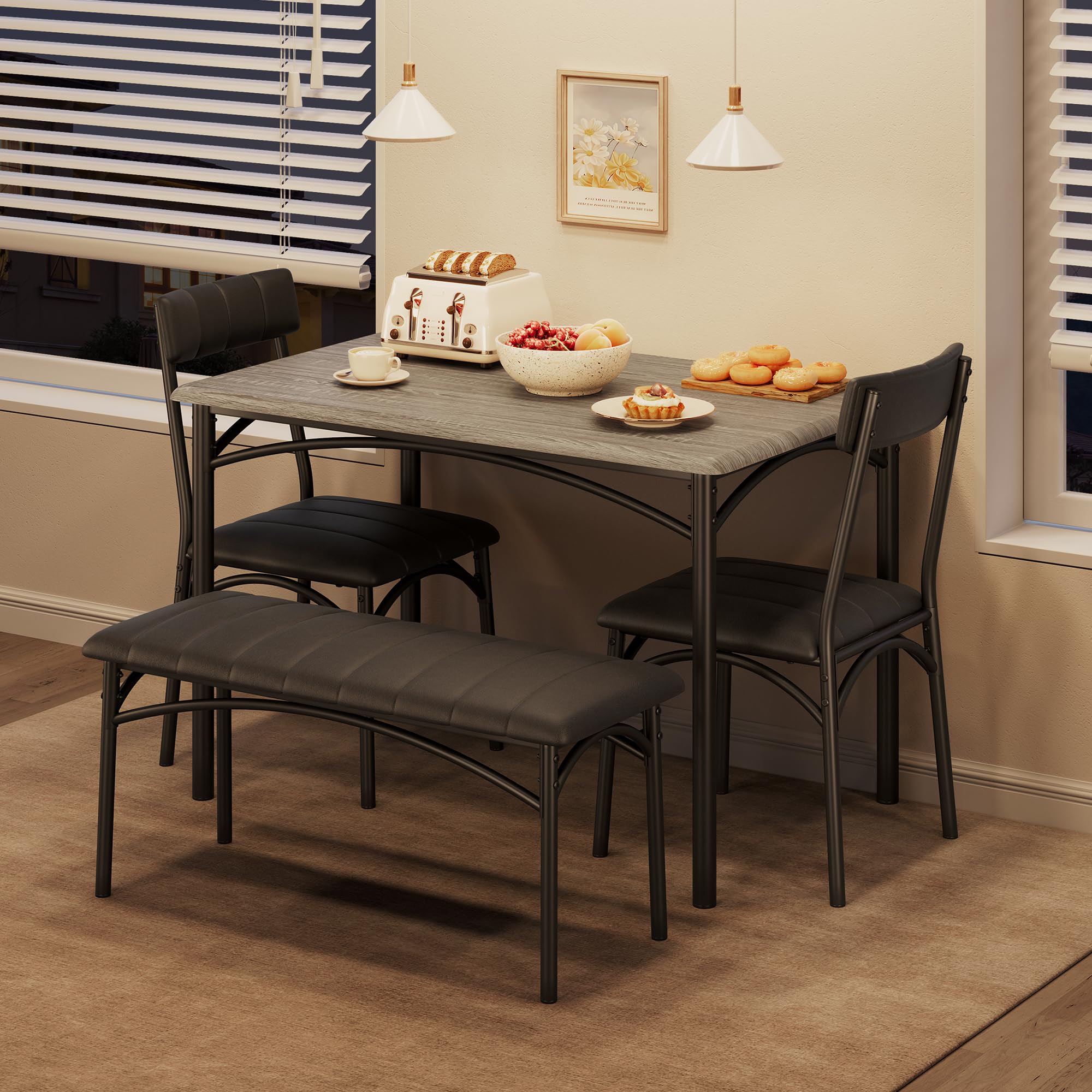 Garvee Dining Table Set for 4 Kitchen Table with Upholstered Bench and ...