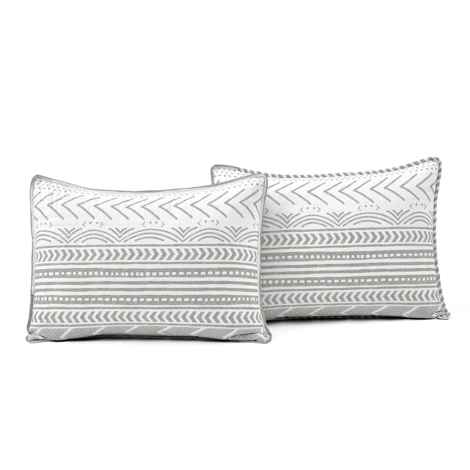 Slickblue 3-Piece Gray White Reversible Cotton Chevron Quilt Set King ...