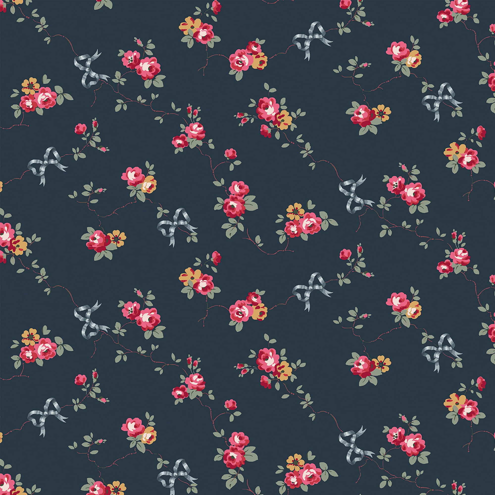 Cath Kidston 56-sq ft Blue Non-woven Floral Unpasted Wallpaper in the ...