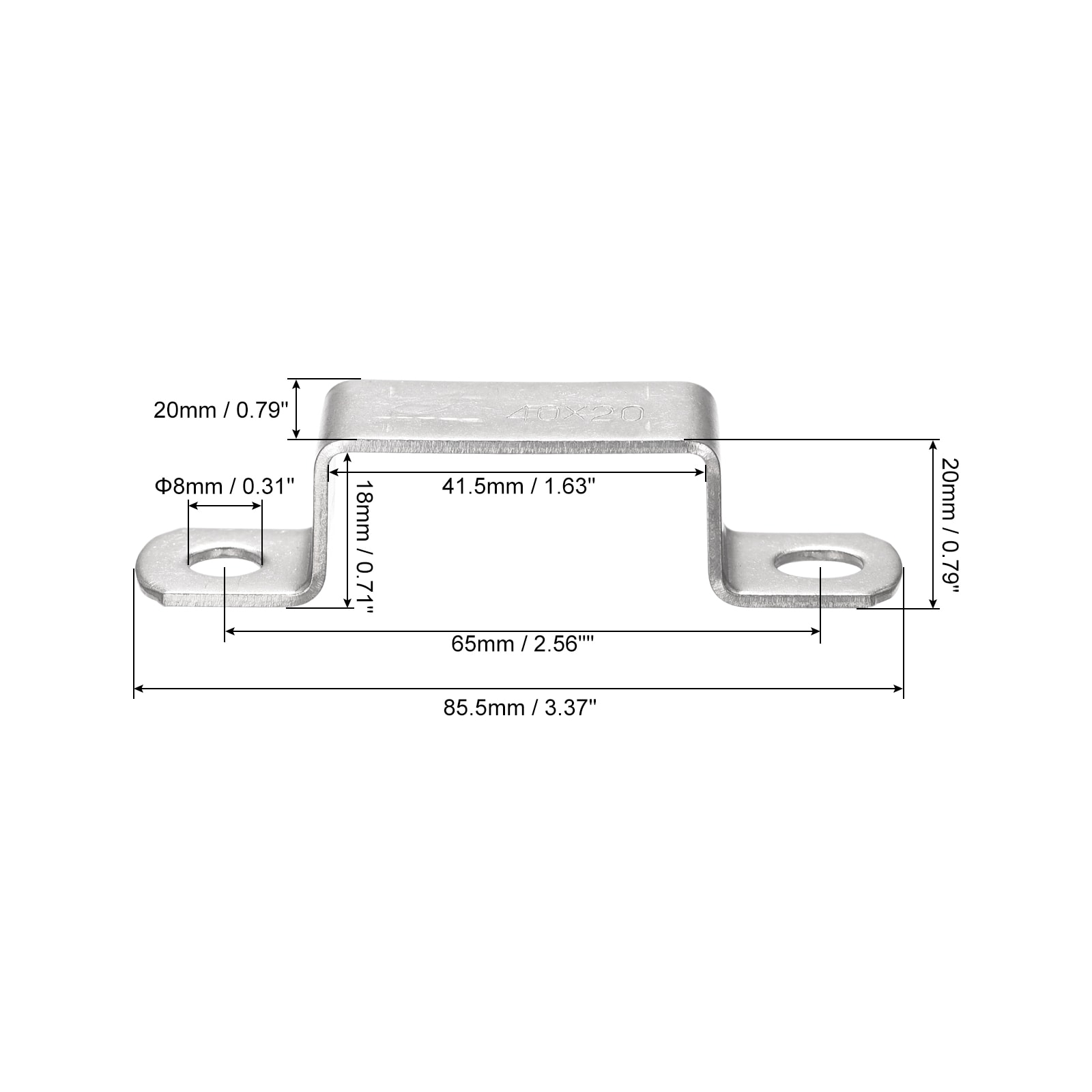 Unique Bargains U Shaped Connector Bracket 18 x 41.5mm 304 Stainless ...