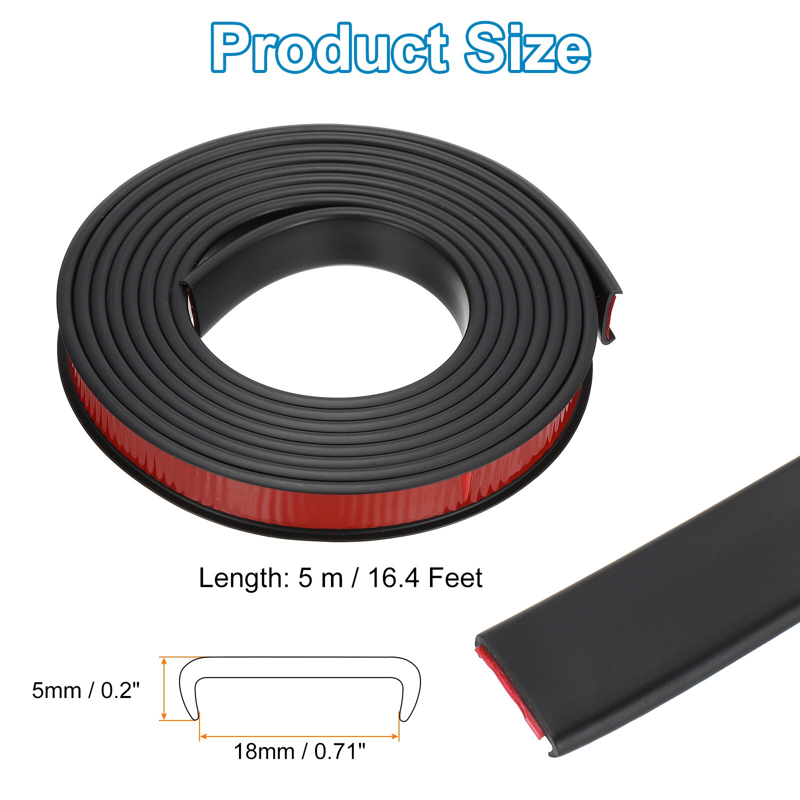 PATIKIL TPE U-Shape Edge Banding 11/16 Inch x 16.4ft Self Adhesive ...