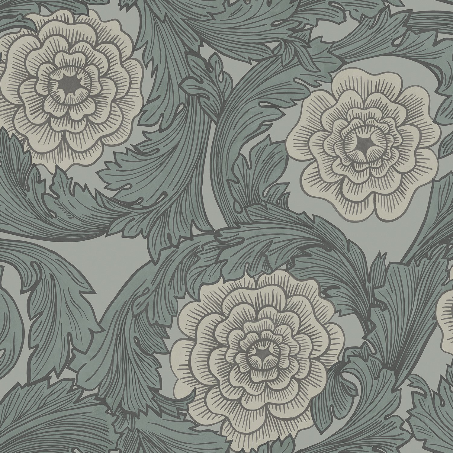 Galerie Blomstermala Big Bloom Silver Grey Wallpaper 51009 in the ...