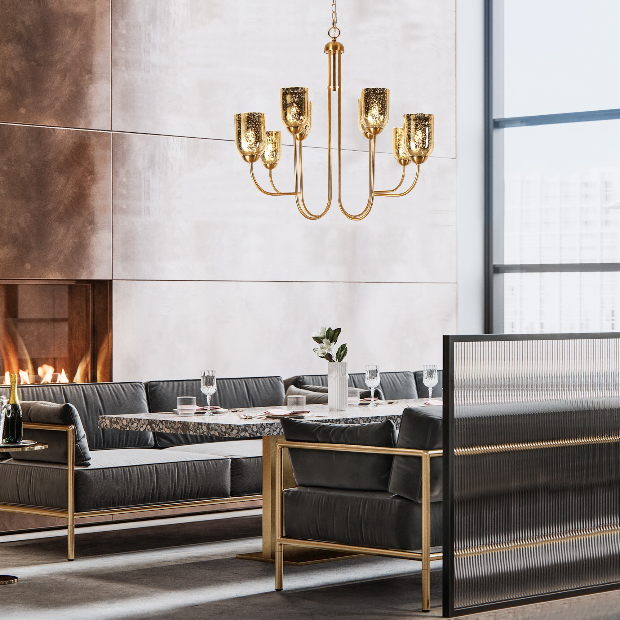 LNC Euniecstasy 8 -Light Multiple finishes Gold Mercury glass Metal ...