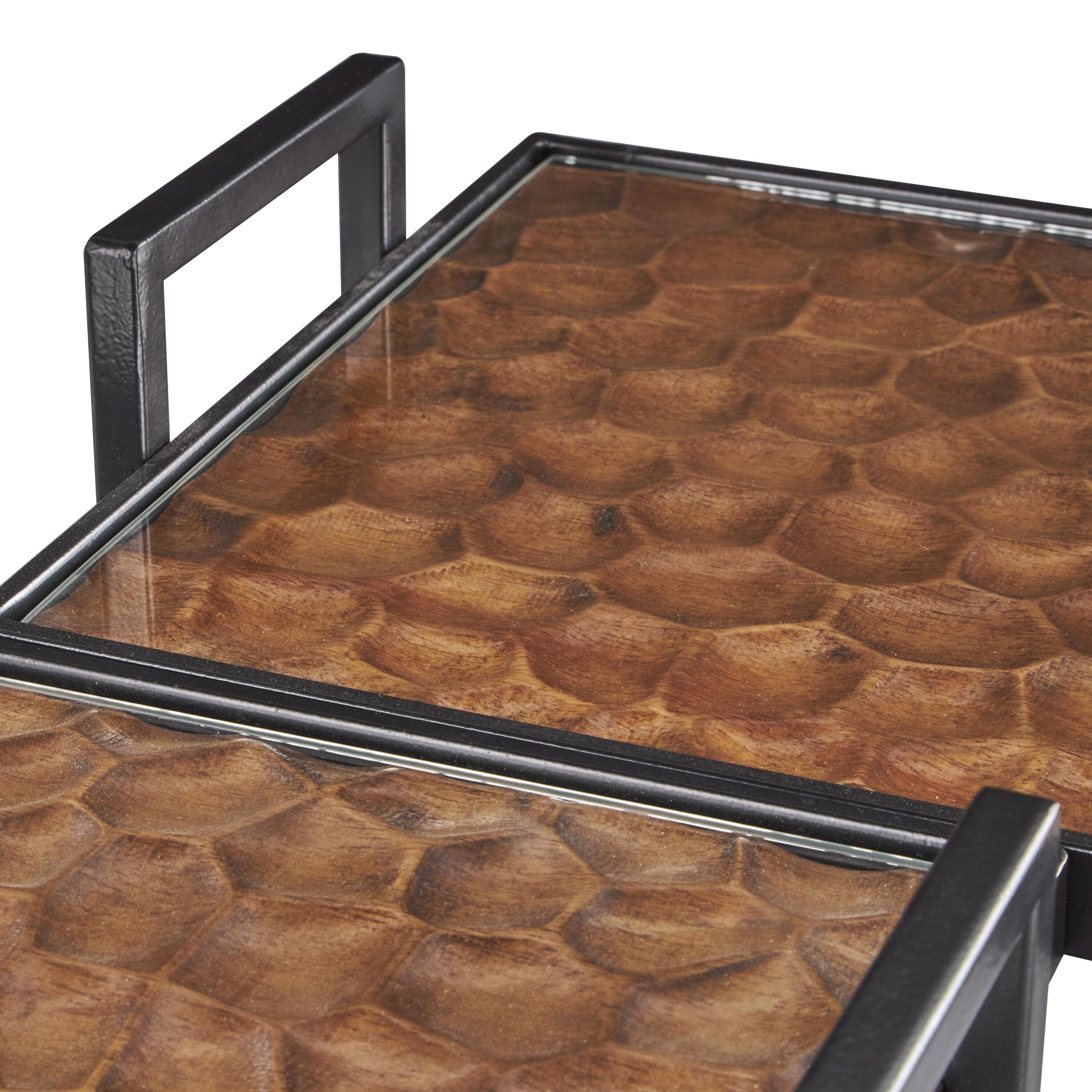 Grayson Lane 2-Pack Brown Wood Country Decorative Tray 823198 at Lowes.com