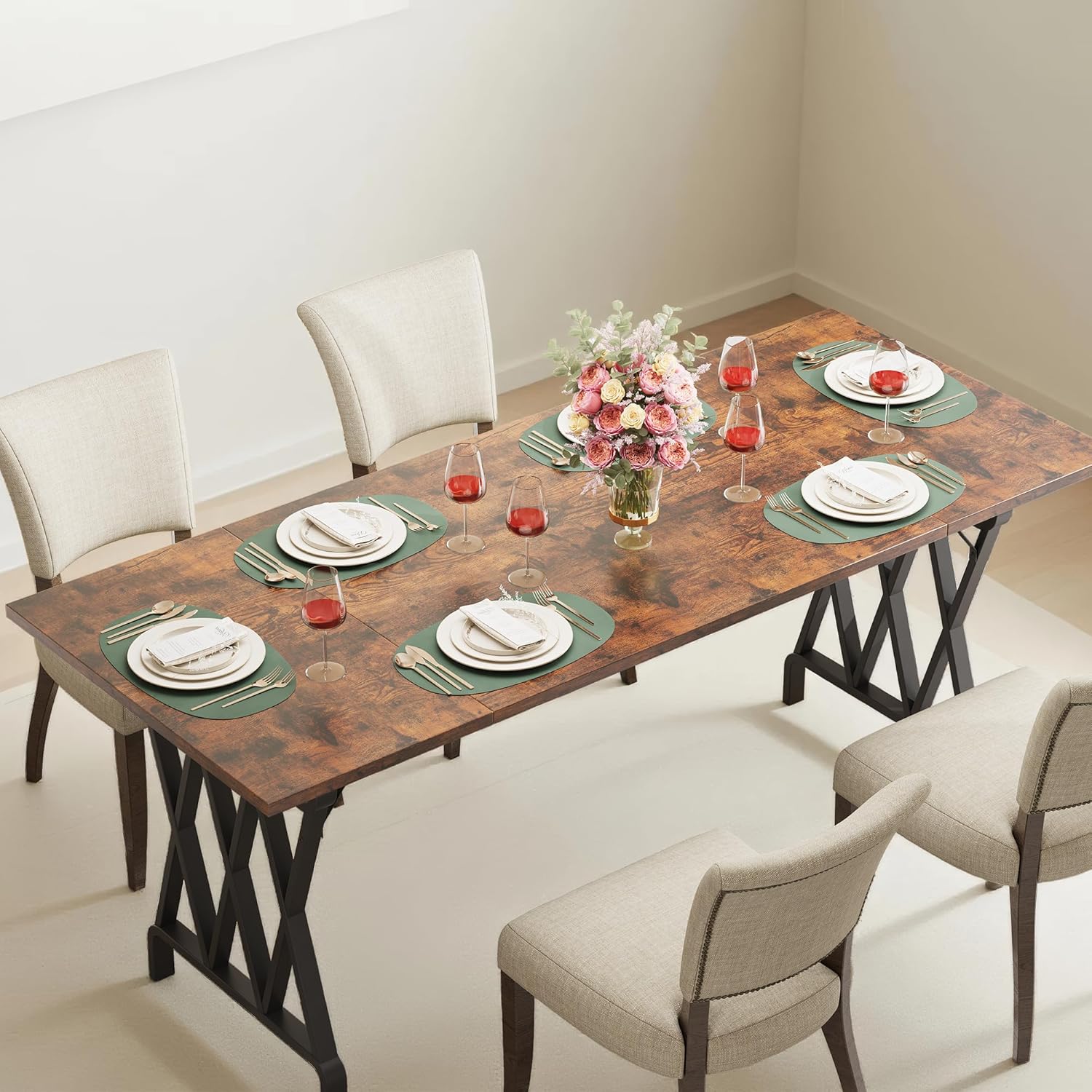 Garvee Dining Table for 4-8 People 70.9 Long Rectangular Dining Table ...