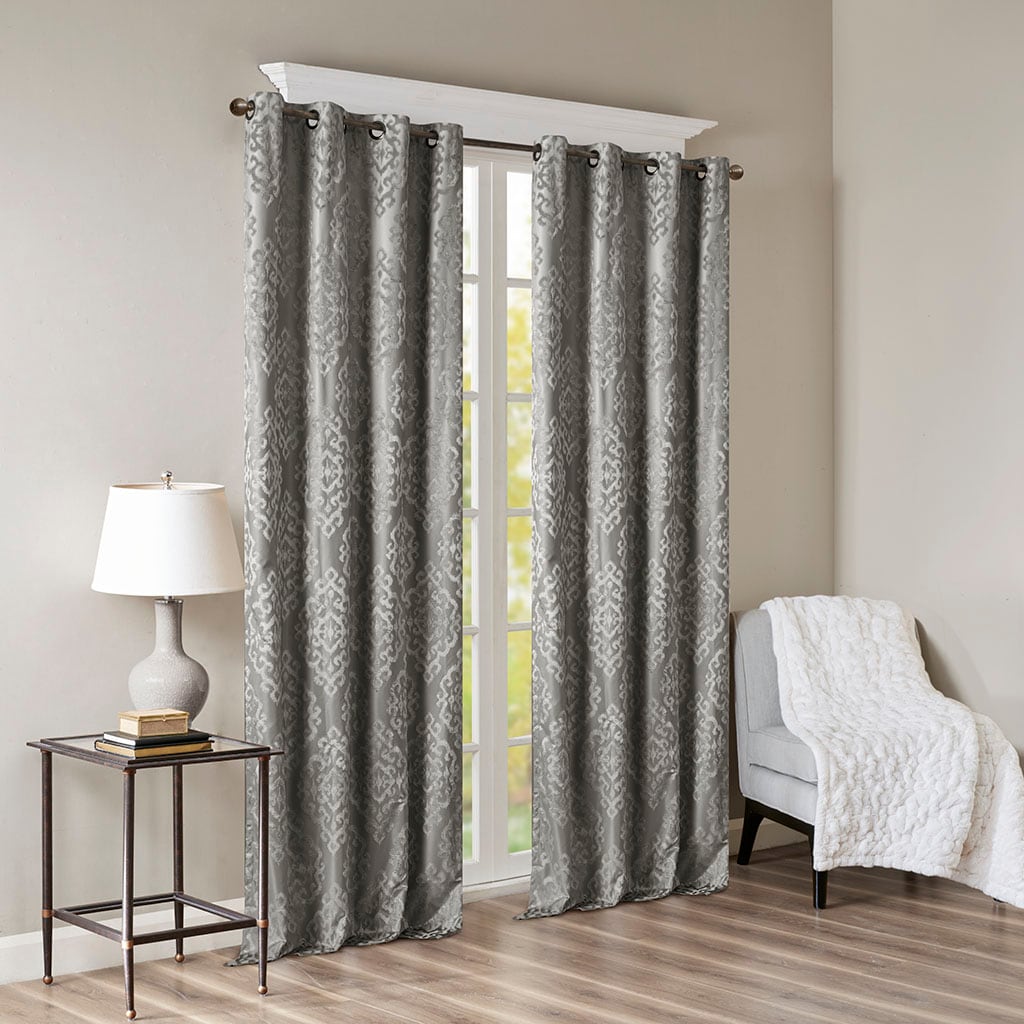 Sunsmart 108-in Charcoal Geometric Blackout Grommet Single Curtain ...
