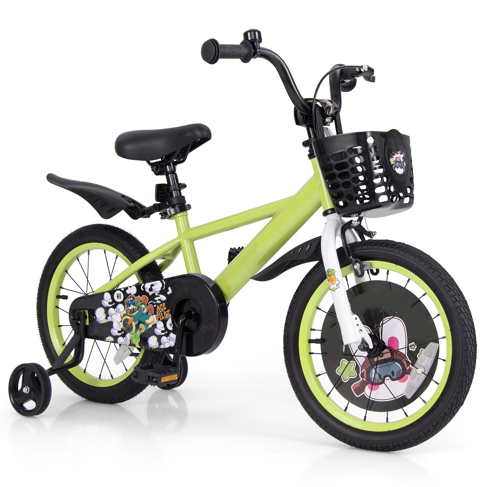 Slickblue 12/16/18-Inch Kids Bike with Training Wheels Basket Bell Dual ...