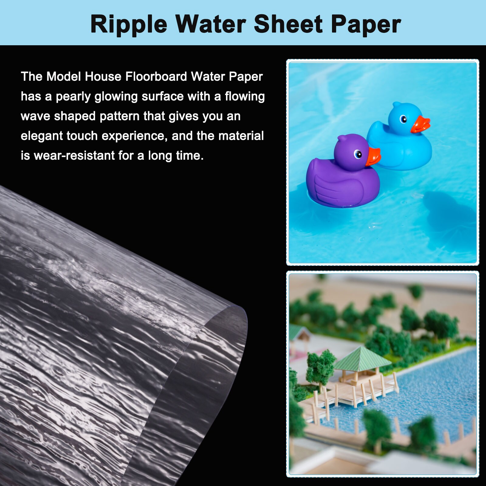 Unique Bargains DIY Ripple Water Effect Sheet 19.7 x 10.6inch Flowing ...