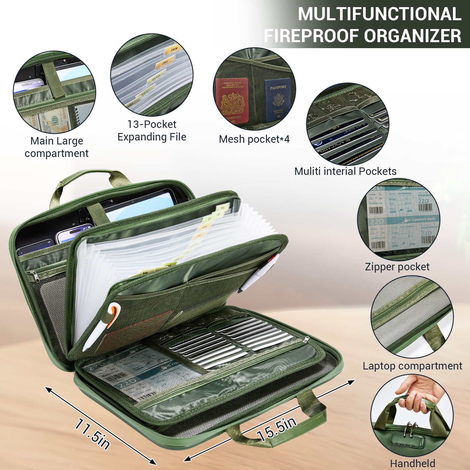 Garvee Fireproof Document Storage Box with Lock Waterproof Hard Shell ...