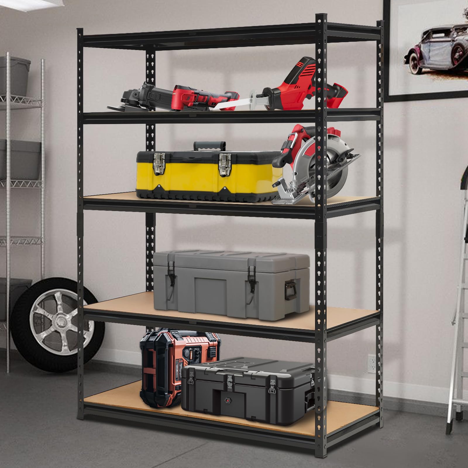 IdealHouse Heavy Duty Garage Shelving Units 5 Tier Adjustable Storage ...