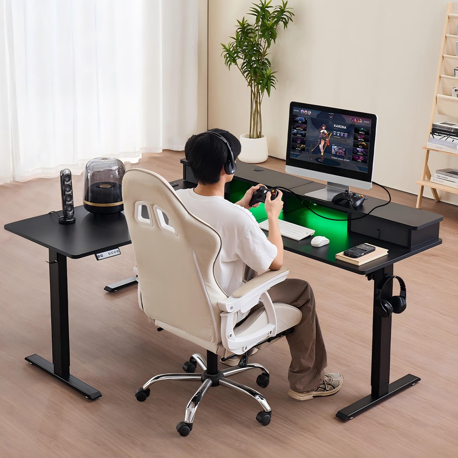GIVIMO 63-in Electric L-Shaped Desk Adjustable Height Corner Gaming ...