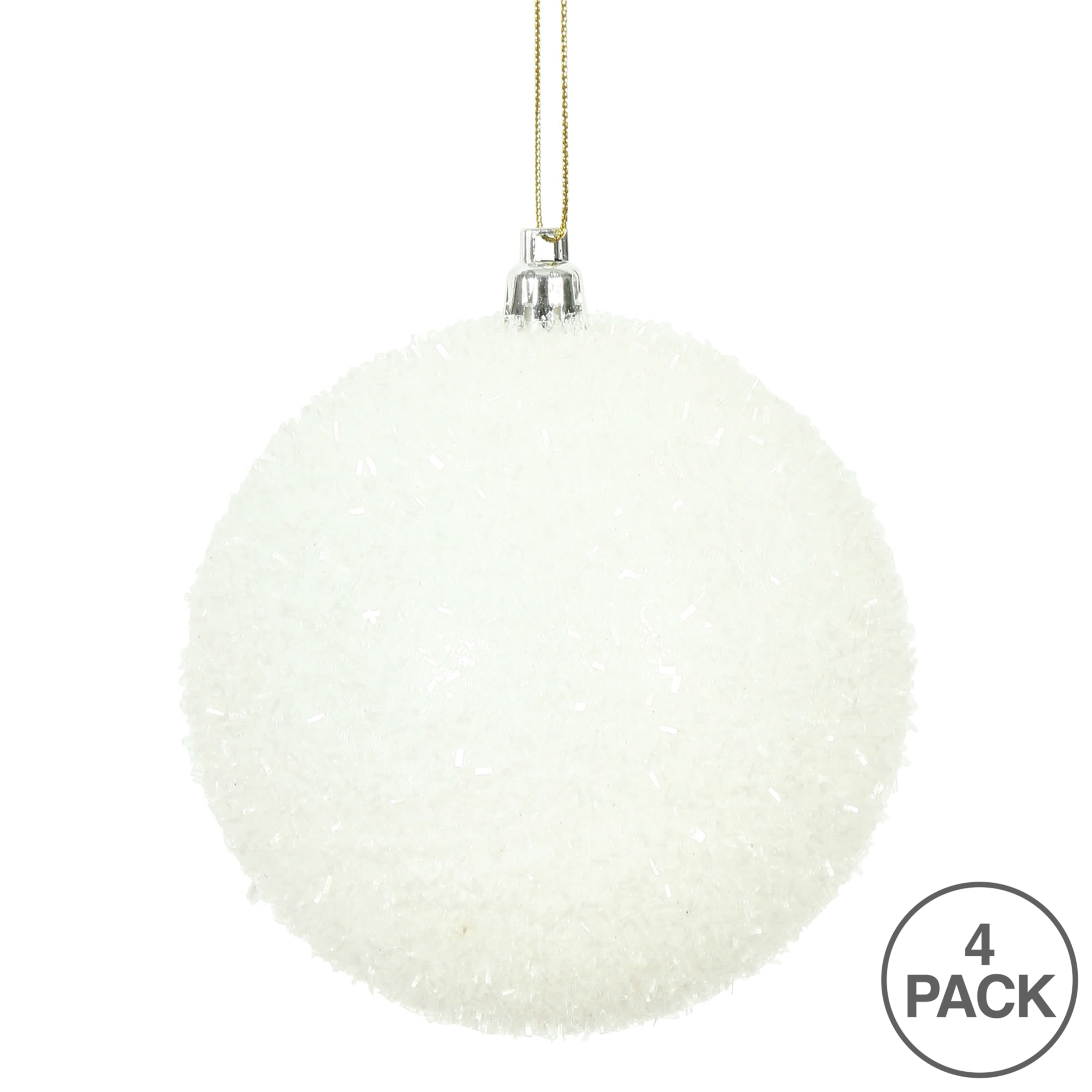 Vickerman 4 -Pack White Standard Indoor Shatterproof Ornament set in ...