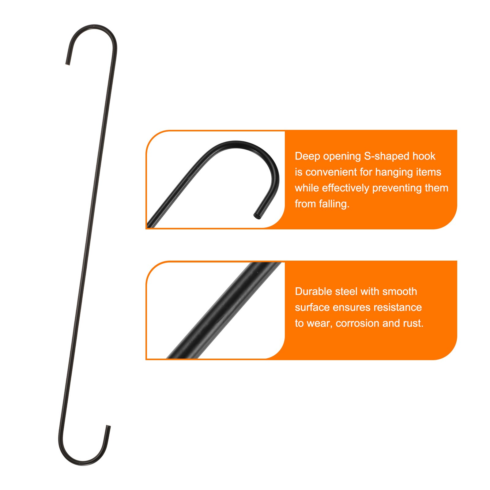 Harfington 6pcs Long S Hooks 16 Inch Extra Long Metal S-shaped Hanging ...