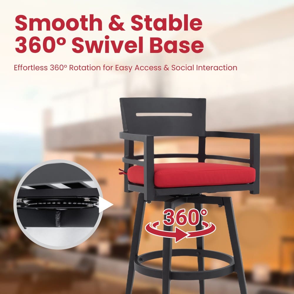 Coolbibila Indoor Swivel Bar Stools Set of 2 with Black Aluminum Frame ...