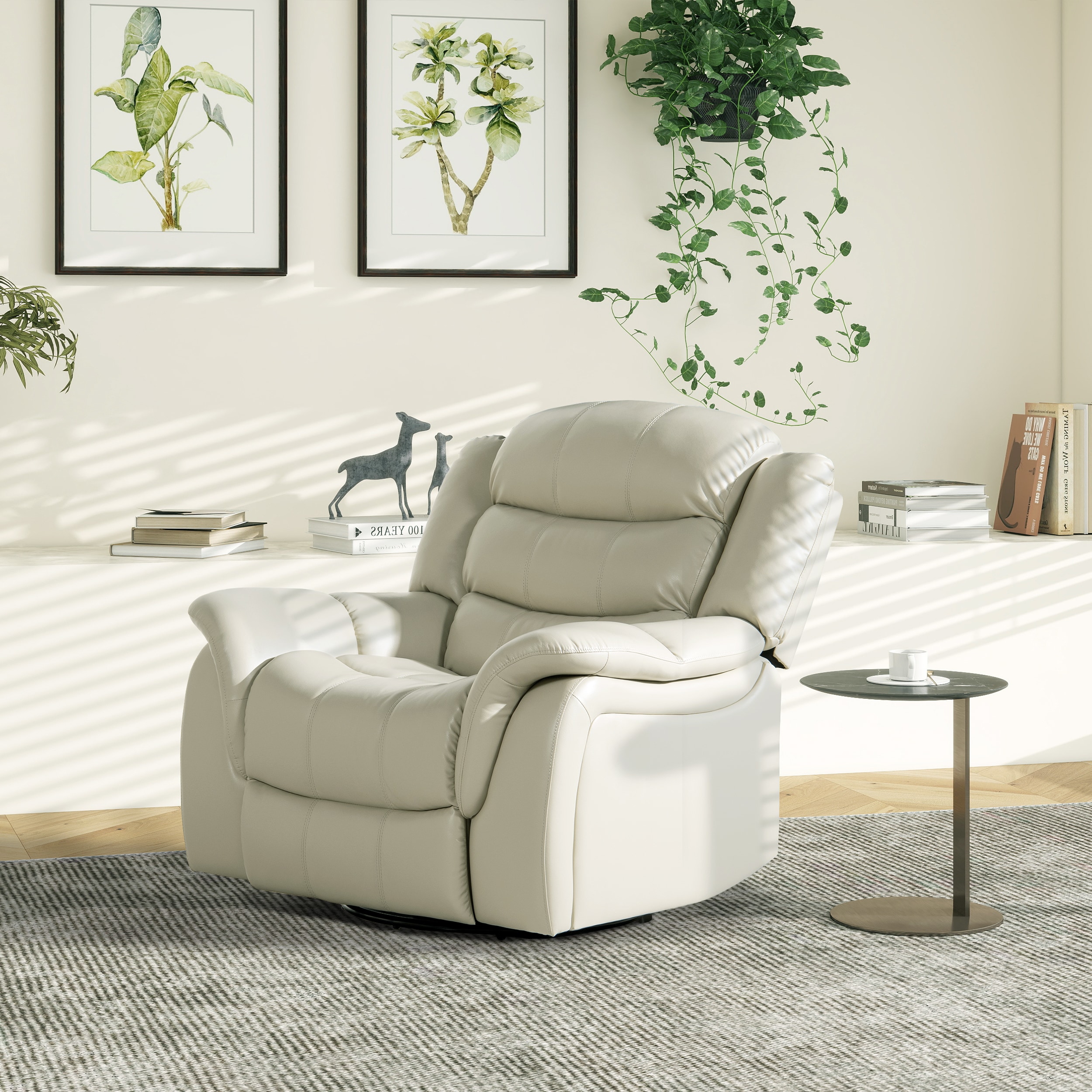 Jennifer Taylor Home Rover Parchment Cream Off-White Faux Leather Faux ...