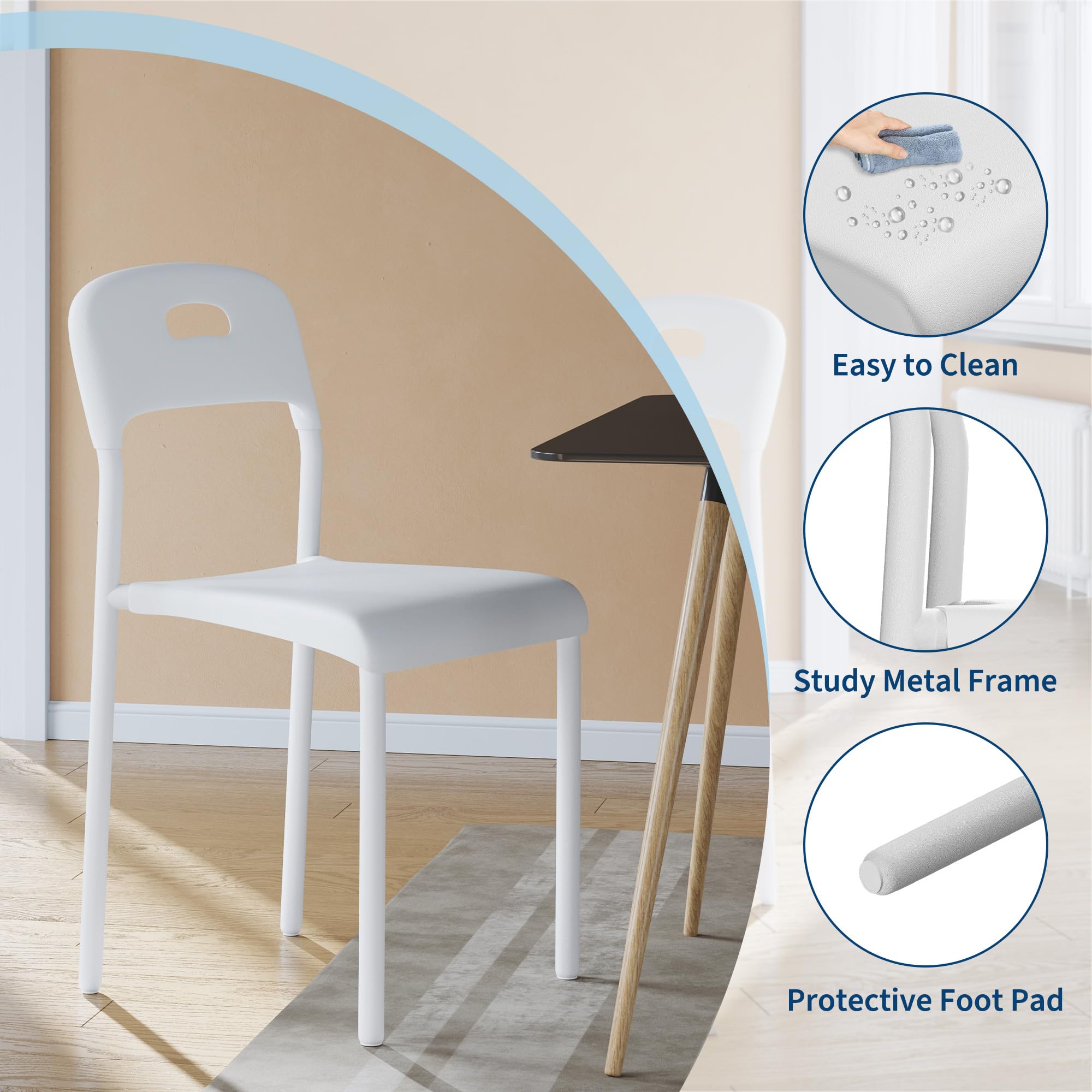 GarveeLife Stackable Plastic Dining Chairs with Metal Legs Waiting Room ...