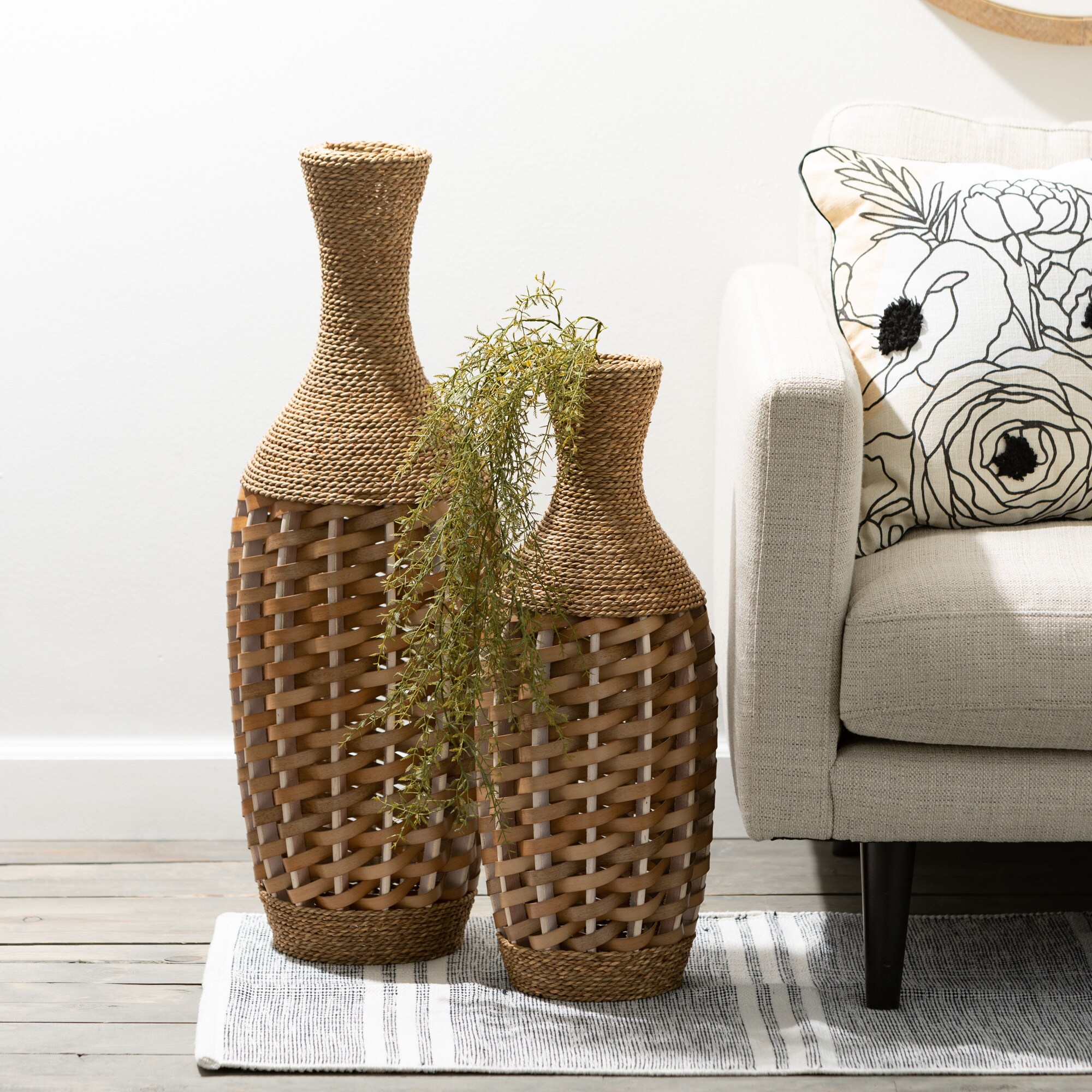 Sullivans 2-Pack Brown Rattan Rustic Vase in the Decorative Accessories ...