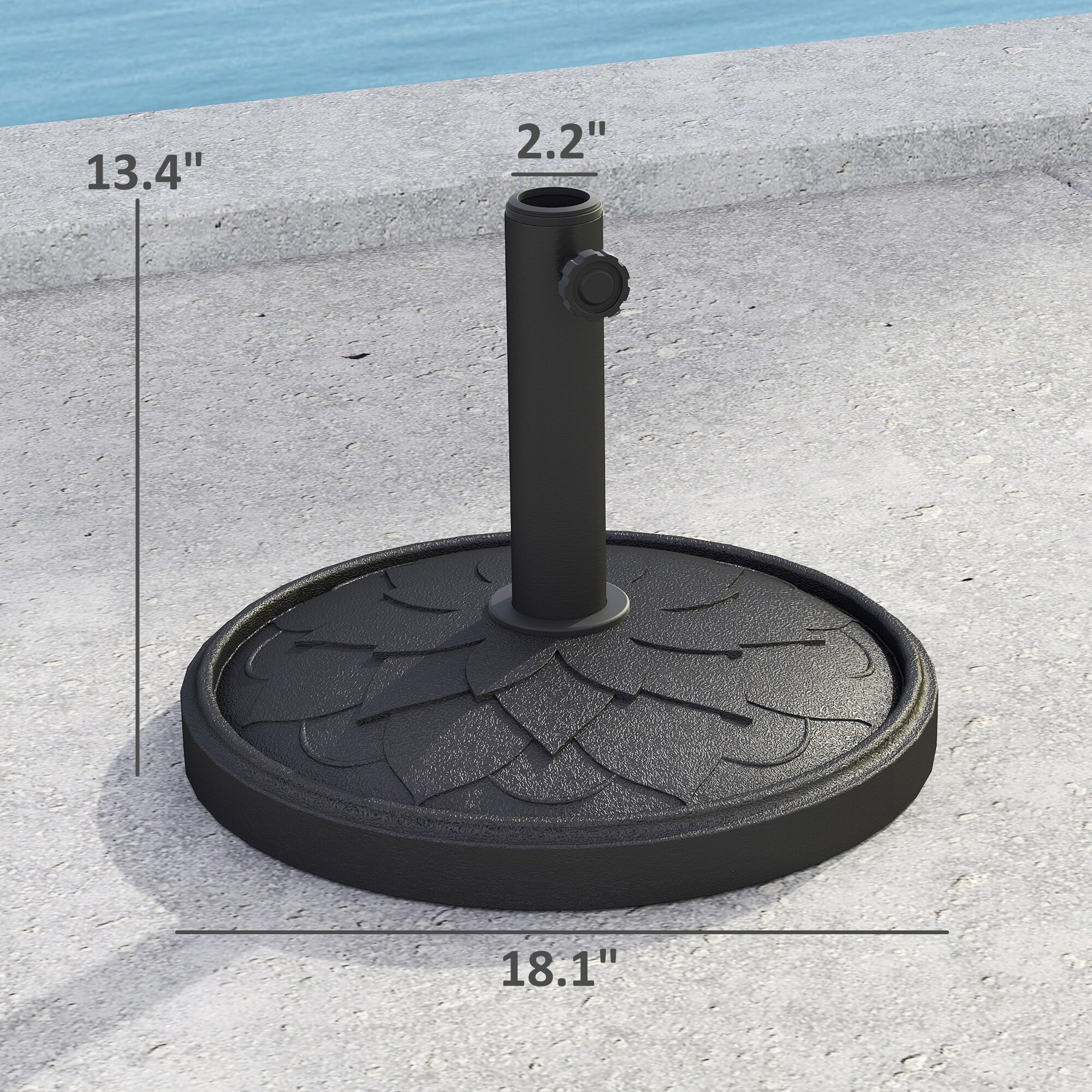Outsunny Round Patio Umbrella Base 26 lbs Resin Umbrella Stand Base ...